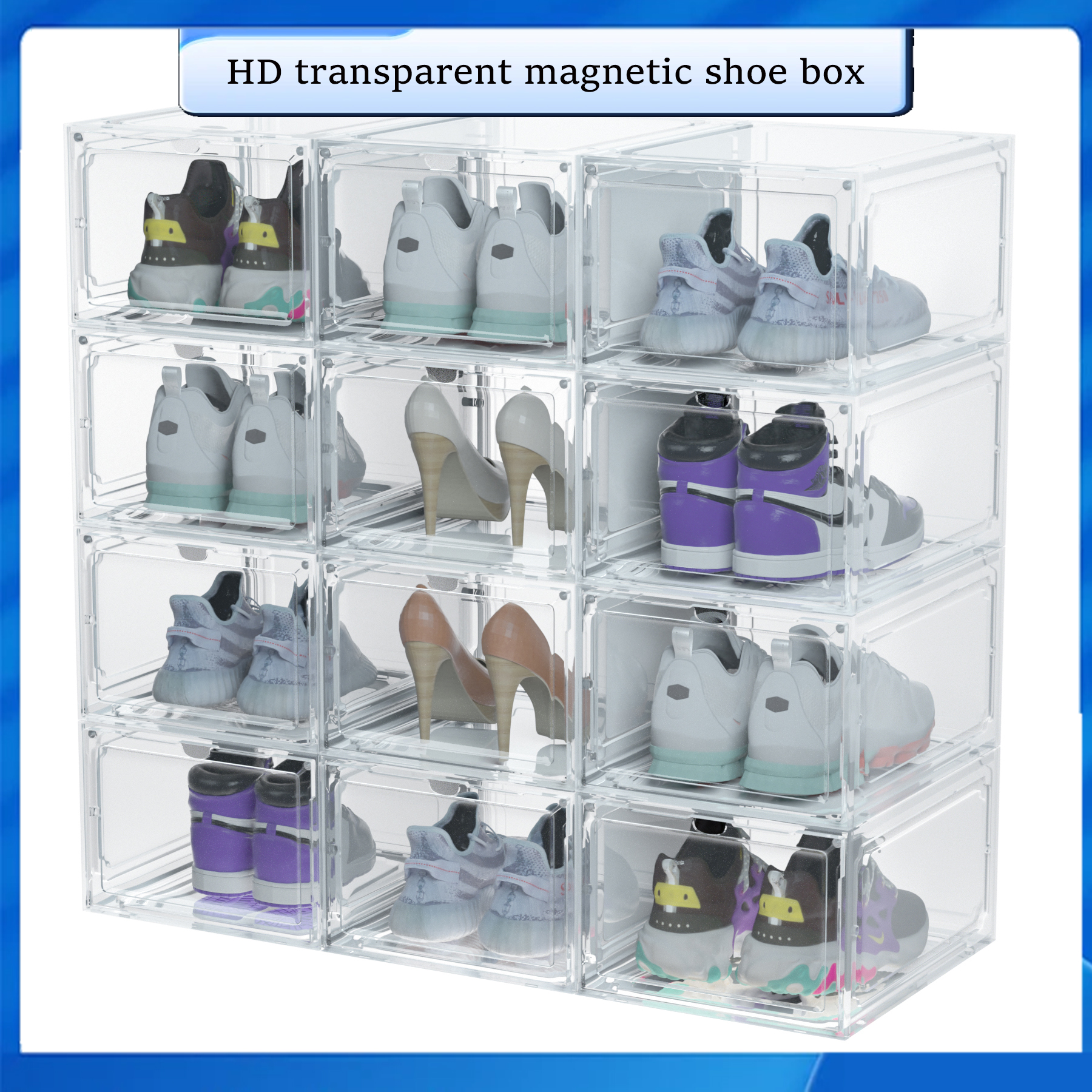Large size Stackable Acrylic Clear Front Drop waterproof Magnetic Door ...