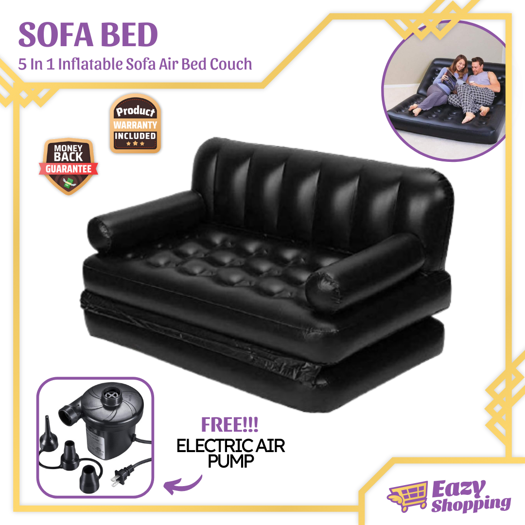 Inflatable Double Sofa Couch Air Bed With Electric Pump | Baci Living Room