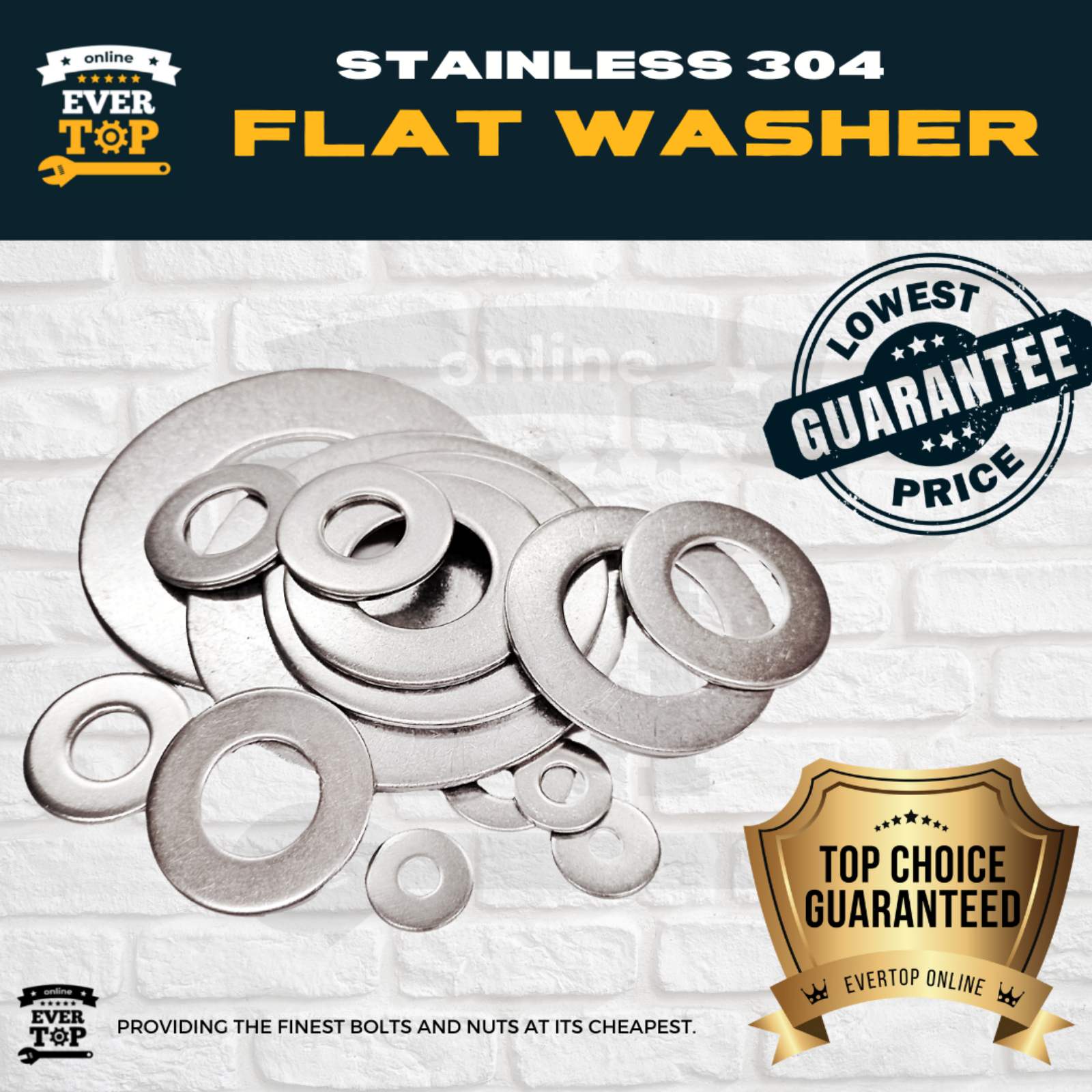 STAINLESS 304 FLAT WASHER 1 | M25 (3PCS PER ORDER) | EverTop Online ...