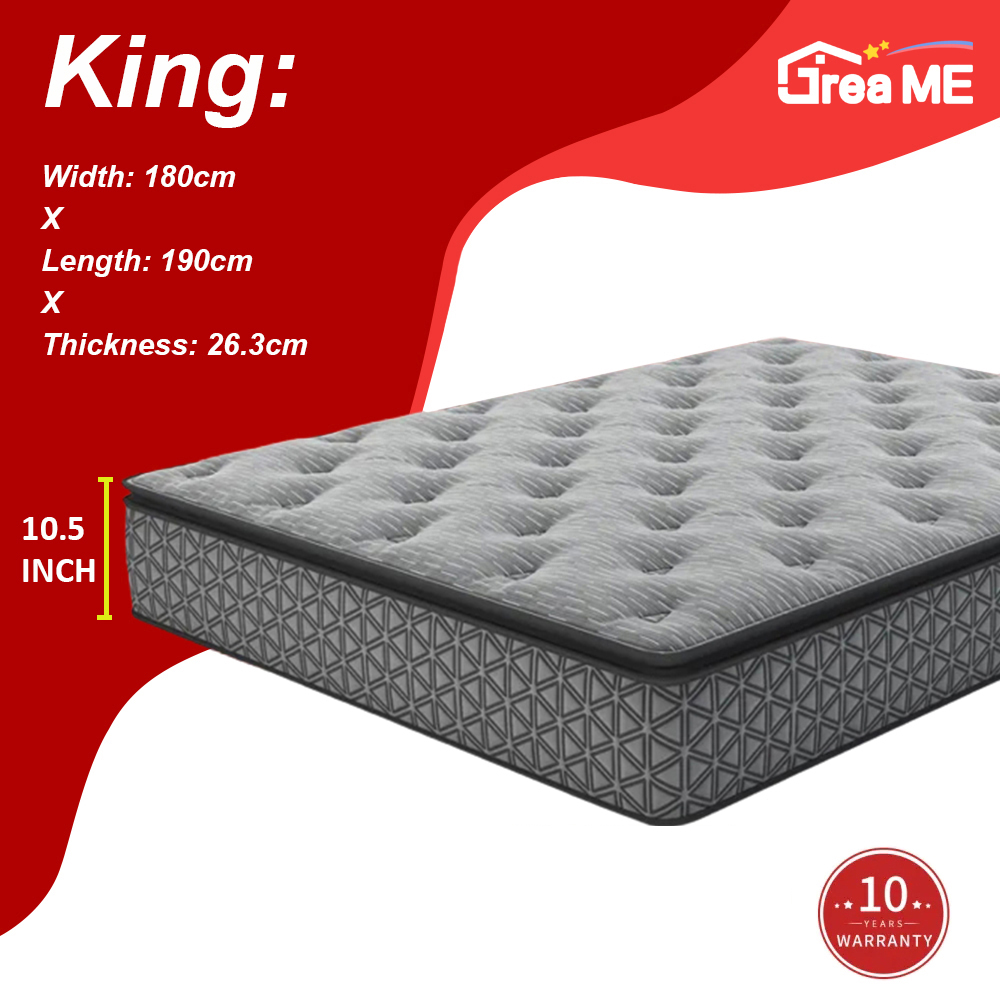 【10-Years WARRANTY】DreaME 10.5 inch bed Mattress Memory Foam Spring ...