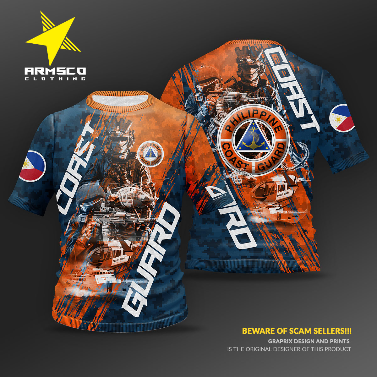 COAST GUARD in Command ArmsCo T-shirt Full Sublimation - PCG MENS and ...