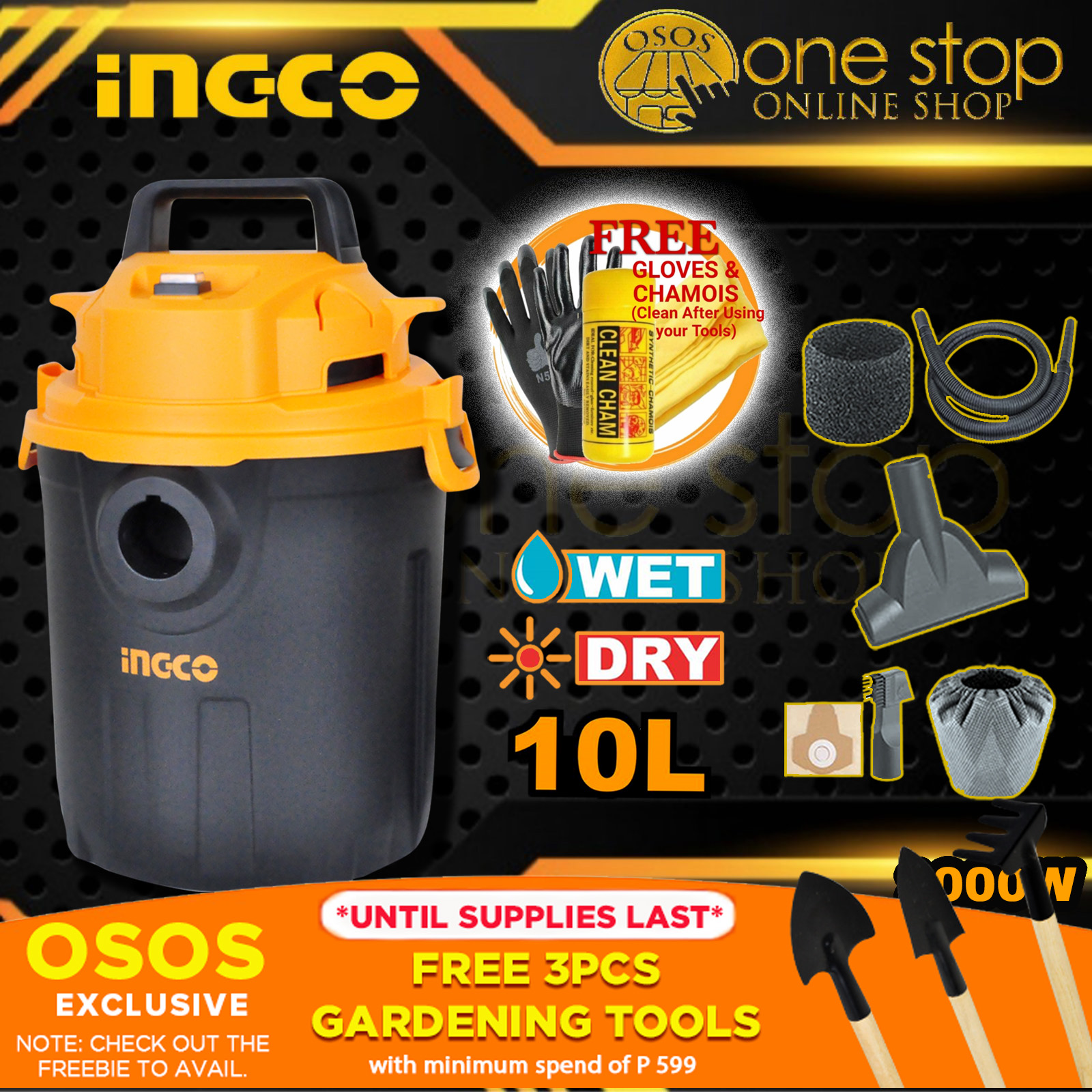 INGCO Vacuum Cleaner 1000watts VC10101 *OSOS* | Lazada PH