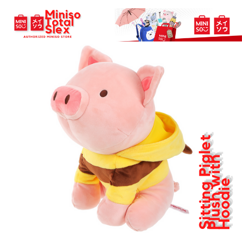 Miniso - Sitting Piglet with Bee/Cow Hoodie Plush Toy | Lazada PH