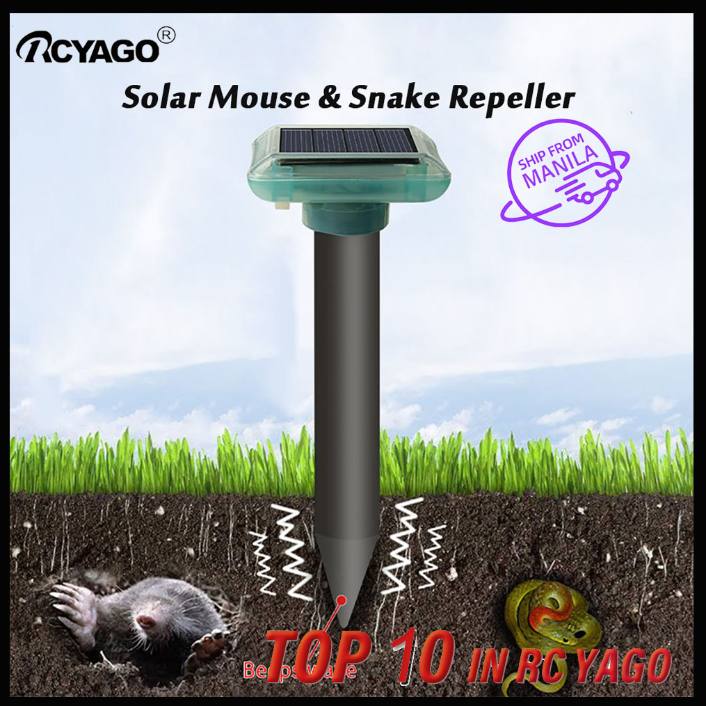 RCYAGO Solar Mole Repeller Solar Powered Ultrasonic Rat Mouse Buzz ...