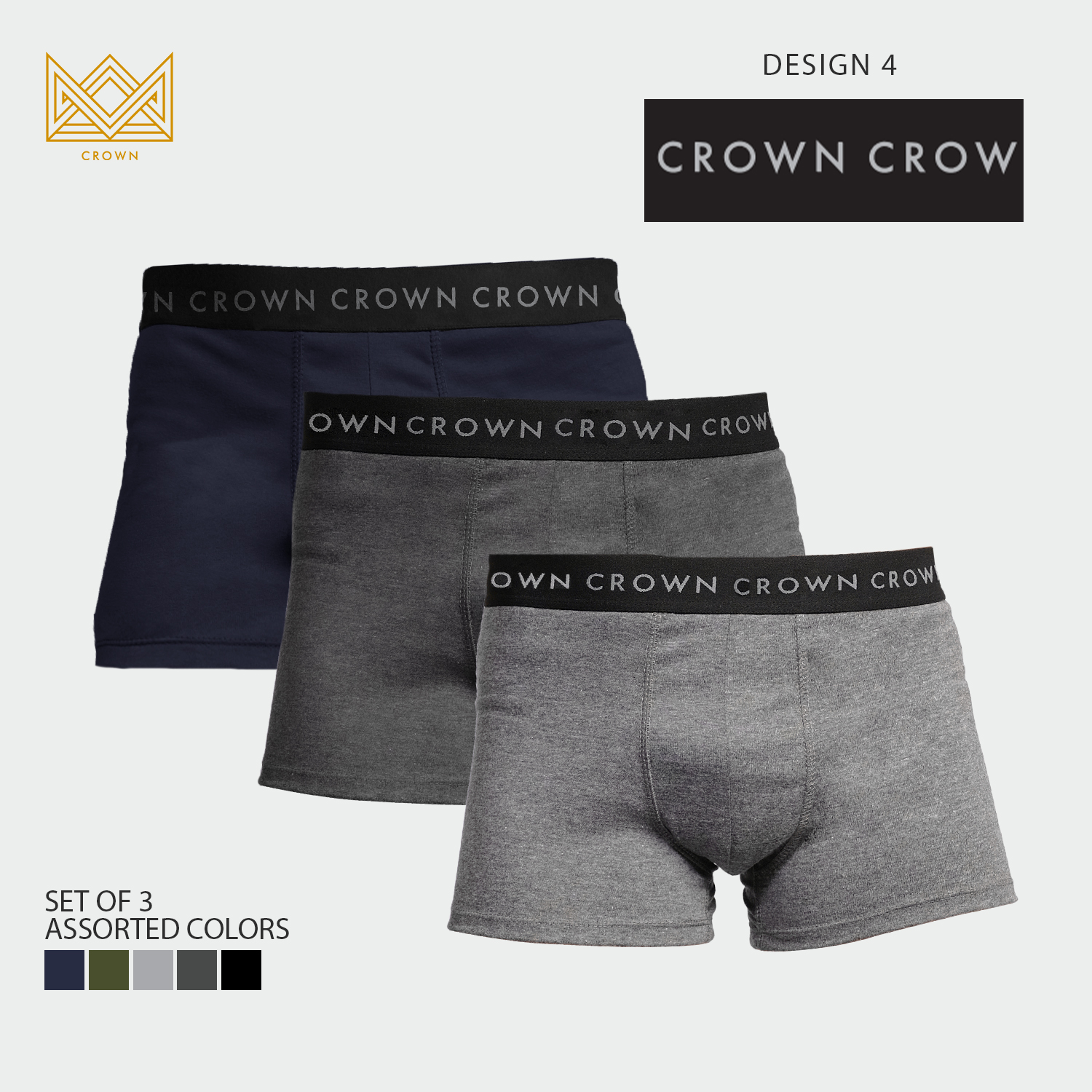 Crown Boxer Brief for Men Set of 3 Garterized Design Random Color ...