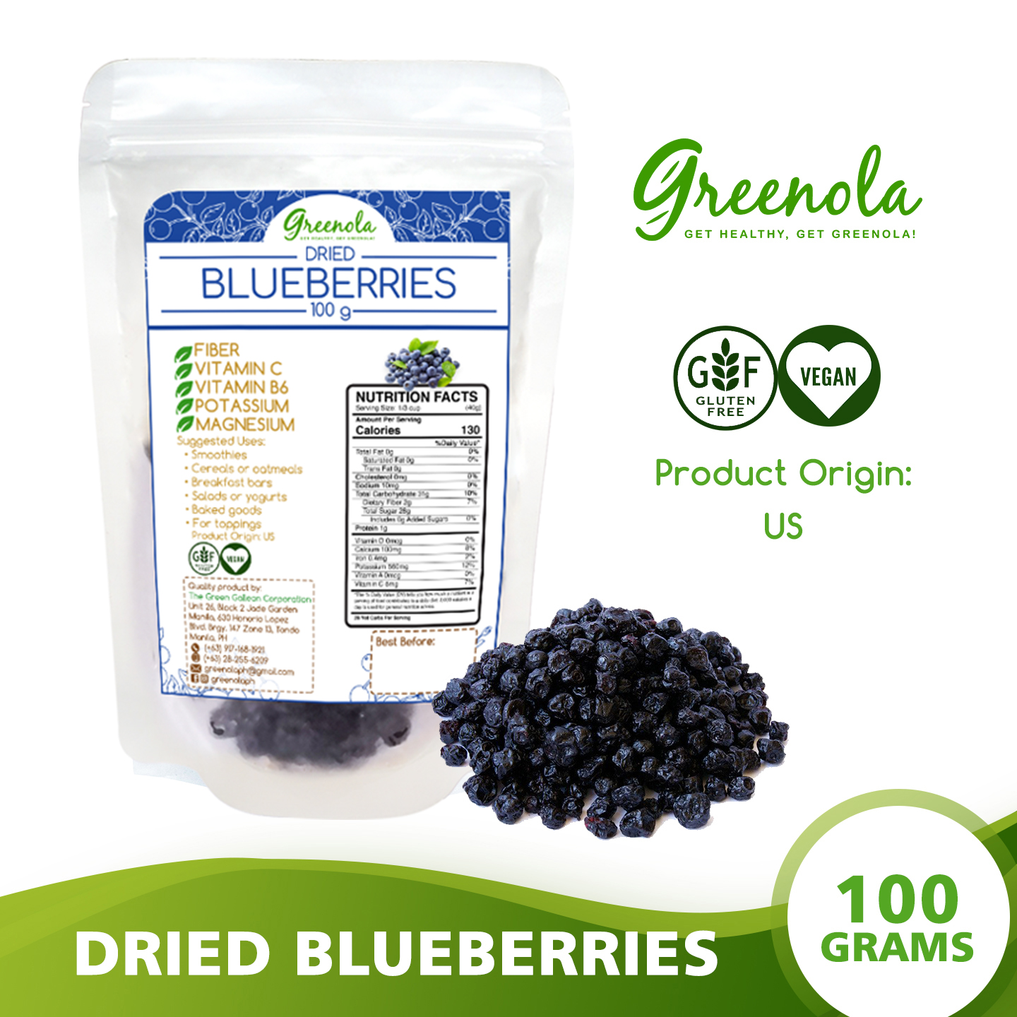 Greenola Dried Blueberries 100g | Lazada PH