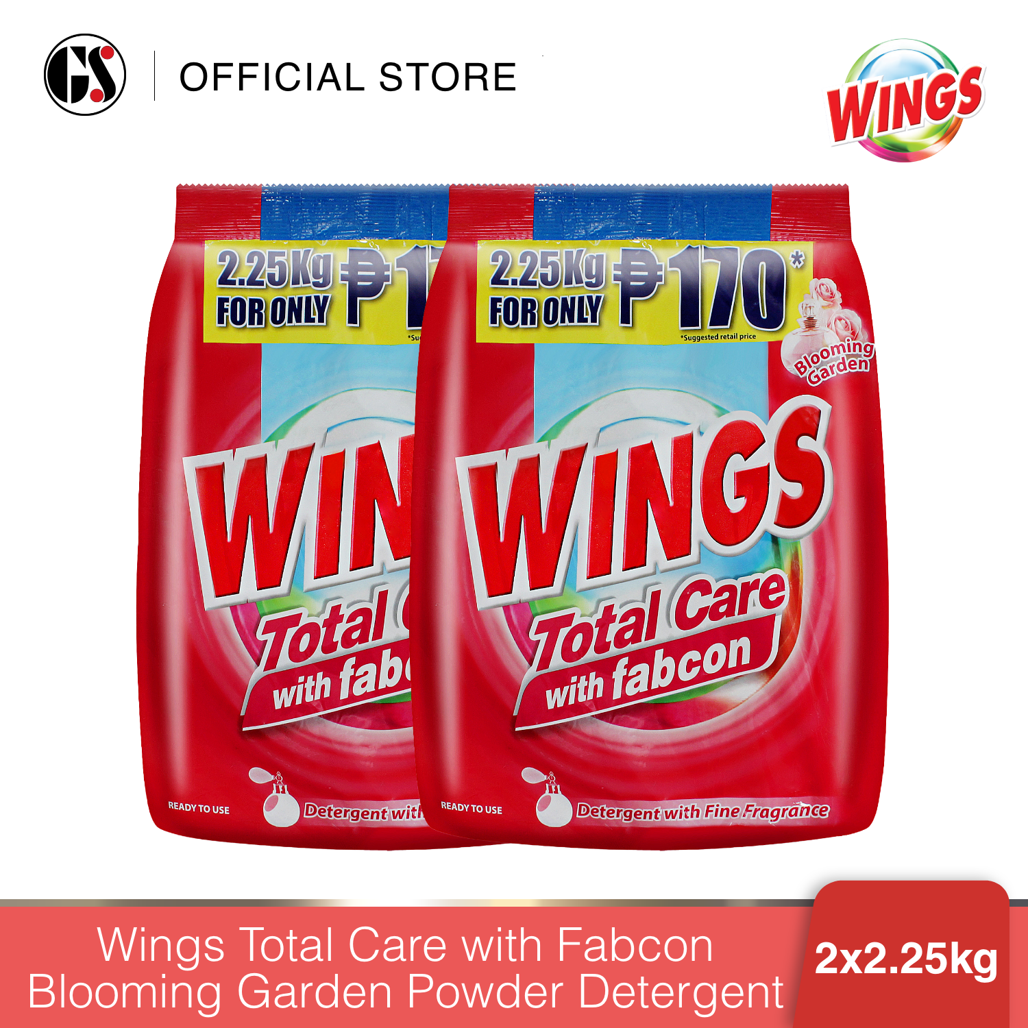 Wings Total Care w/ Fabcon Blooming Garden Powder Detergent 2.25kg Set ...