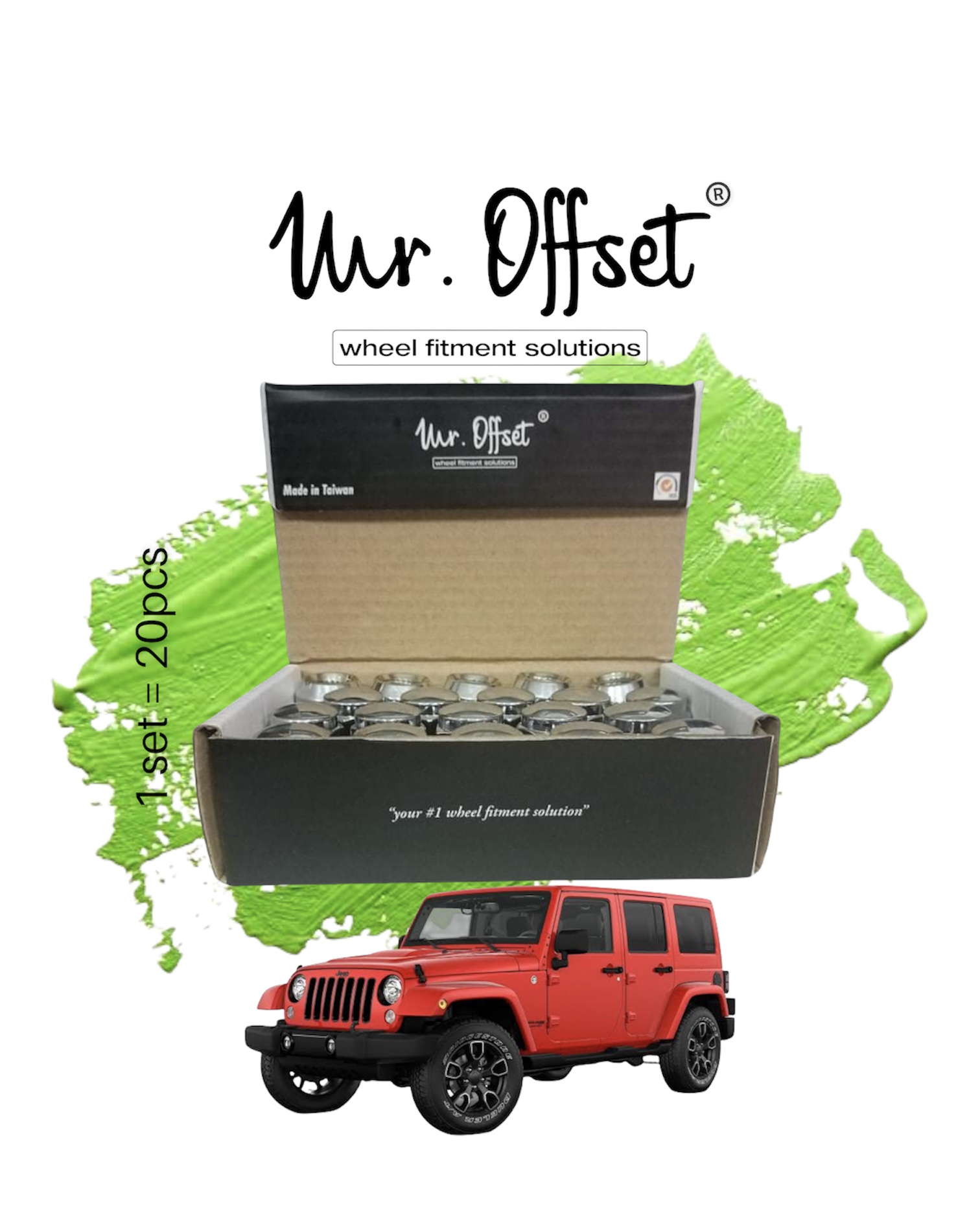 (20 pcs) Mr Offset Toughnuts Lugnuts in Chrome for Jeep Wrangler JK ...