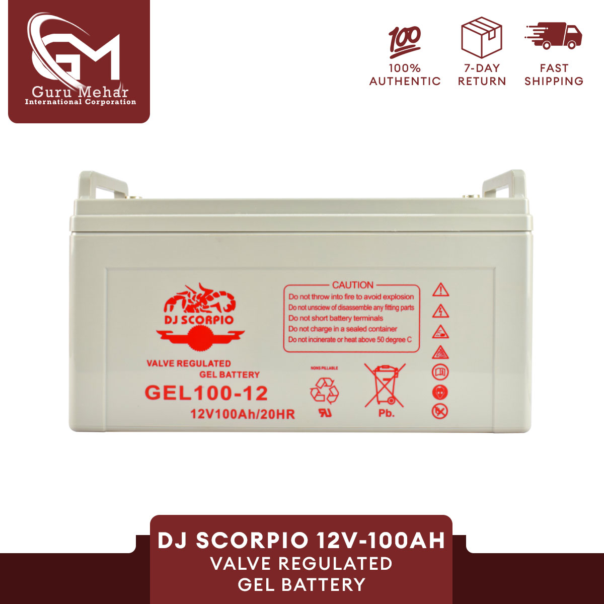 SOLAR BATTERY 12V 100AH - Solar Gel Battery (DJ SCORPIO) - Battery ...