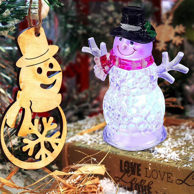 3 Pcs Ice Cube Snowman Christmas Ornament Christmas Night Light ...