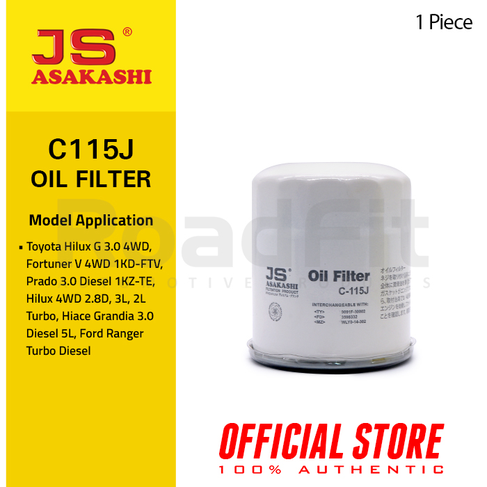 JS Oil Filter C115J for Toyota Hilux G 3.0 4WD, Fortuner V 4WD 2.8D, 3L ...