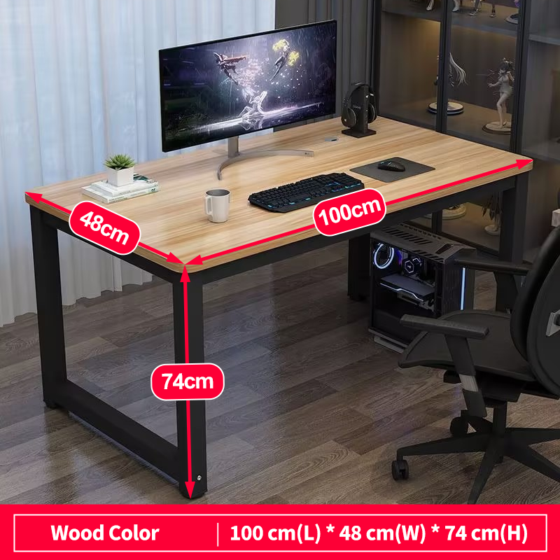 TENDO Simple Wooden Computer Desk Office Table with Steel Leg Computer ...