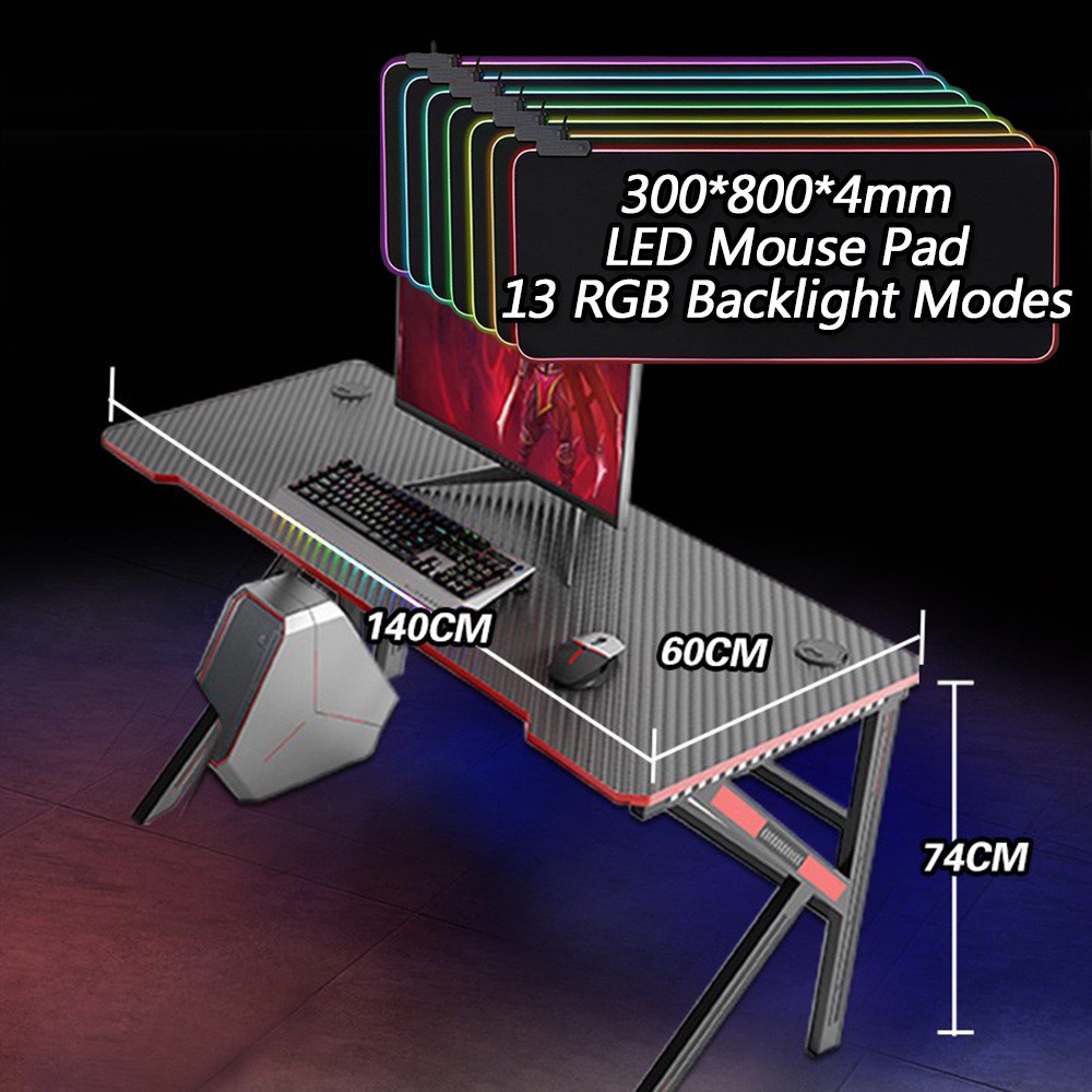 Carbon Matt Gaming Table/PC Table/E-Sport Desk/Study Table/Meja Belajar ...