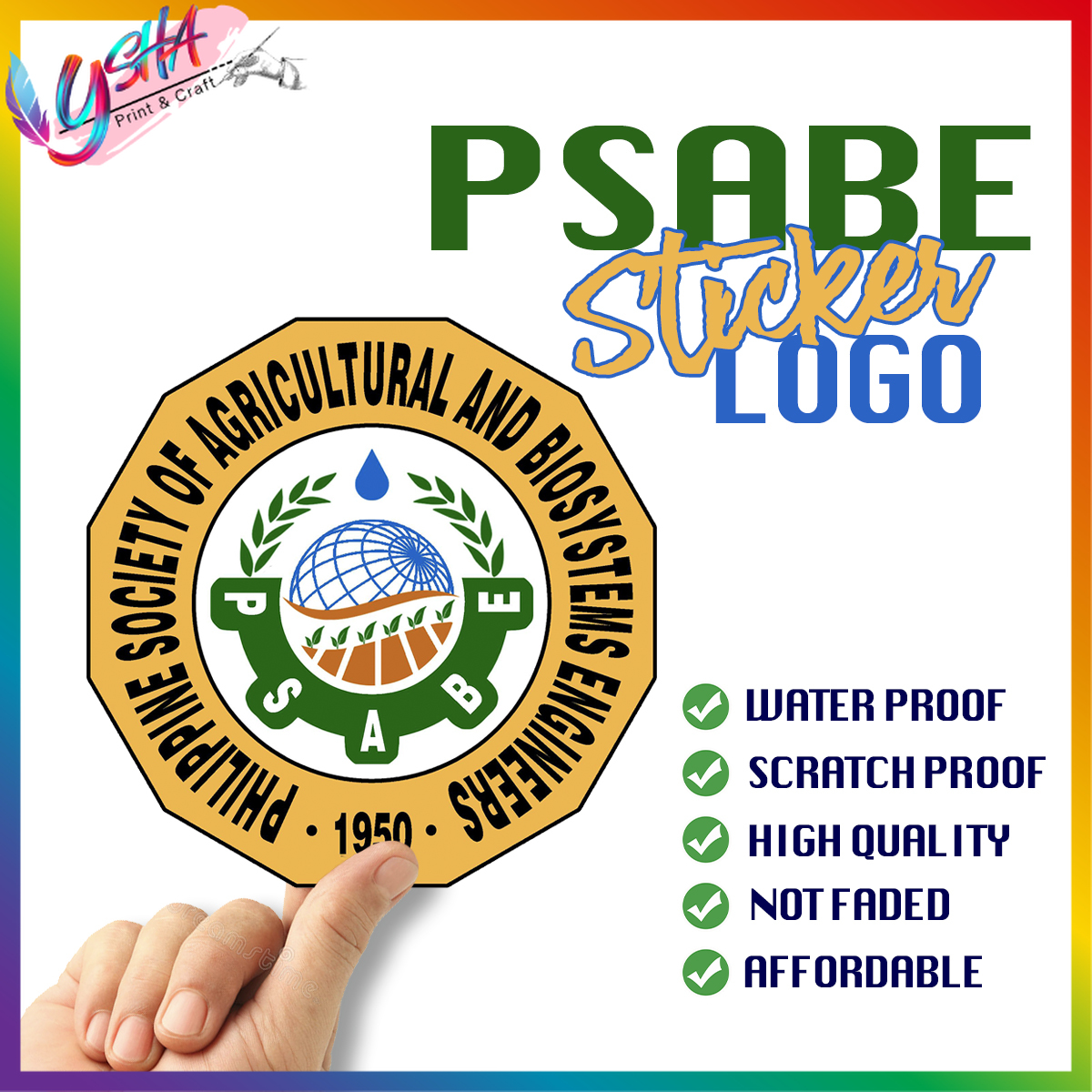 PSABE Vinyl Stickers -Philippines Society of Agricultural and Biosystems Engineers Logo ...