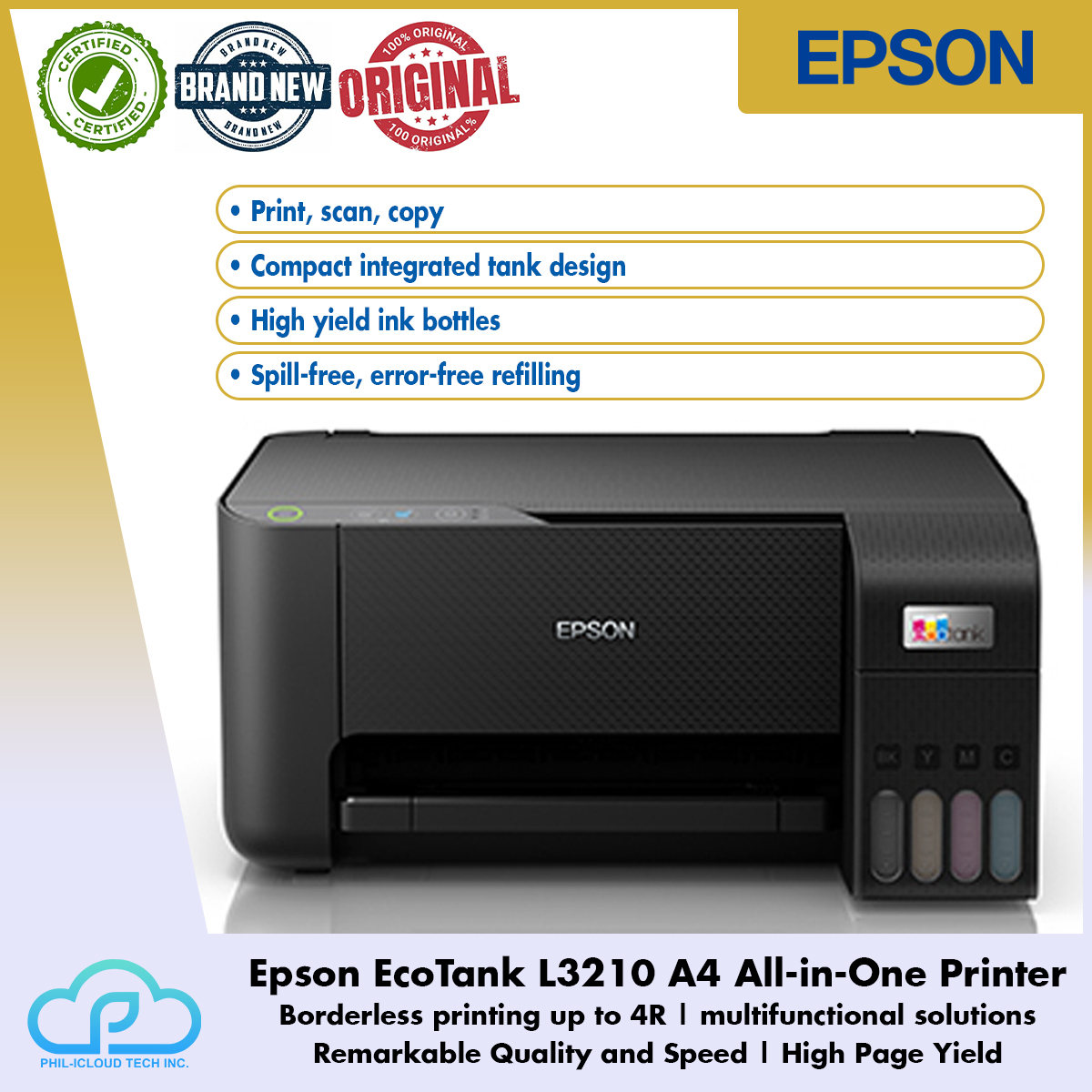 Epson EcoTank L3210 A4 All-in-One Ink Tank Printer Print Scan Copy On ...