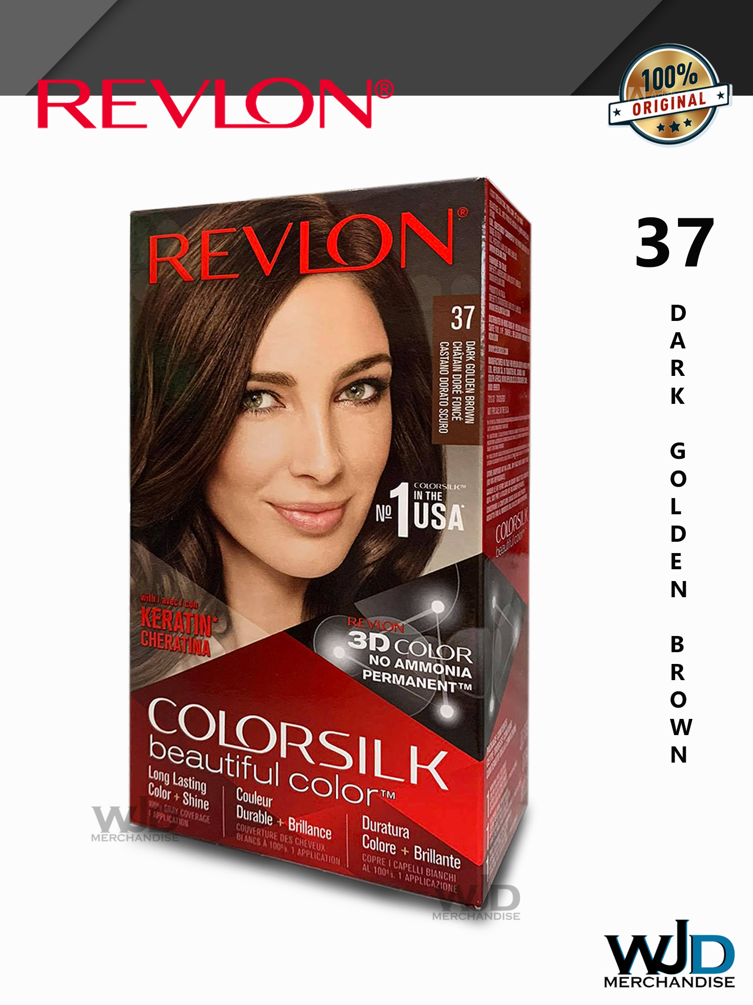 Revlon Colorsilk Dark Golden Brown #37 Permanent and Ammonia Free ...