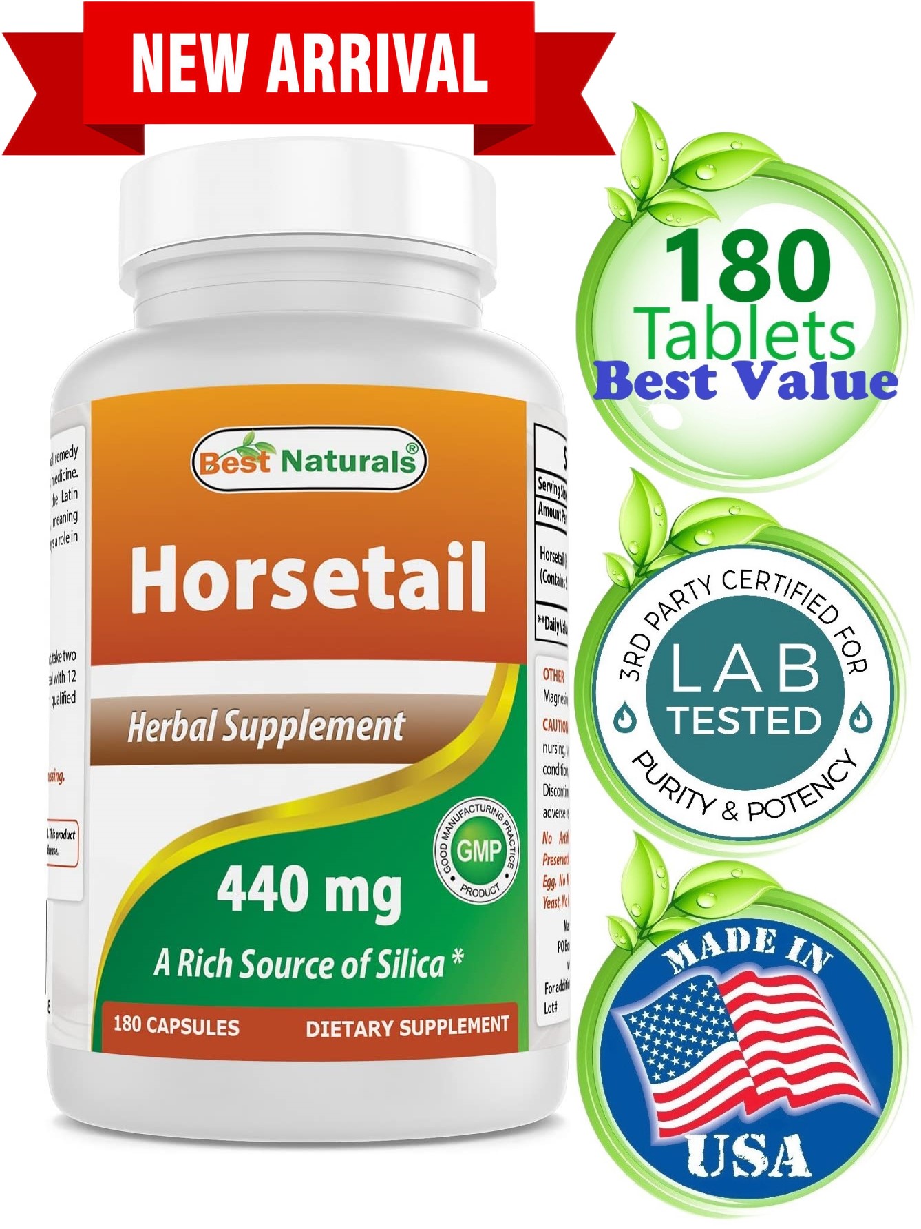 Horsetail Supplement 180 Caps 440mg Super Extract Rich Source of Silica ...