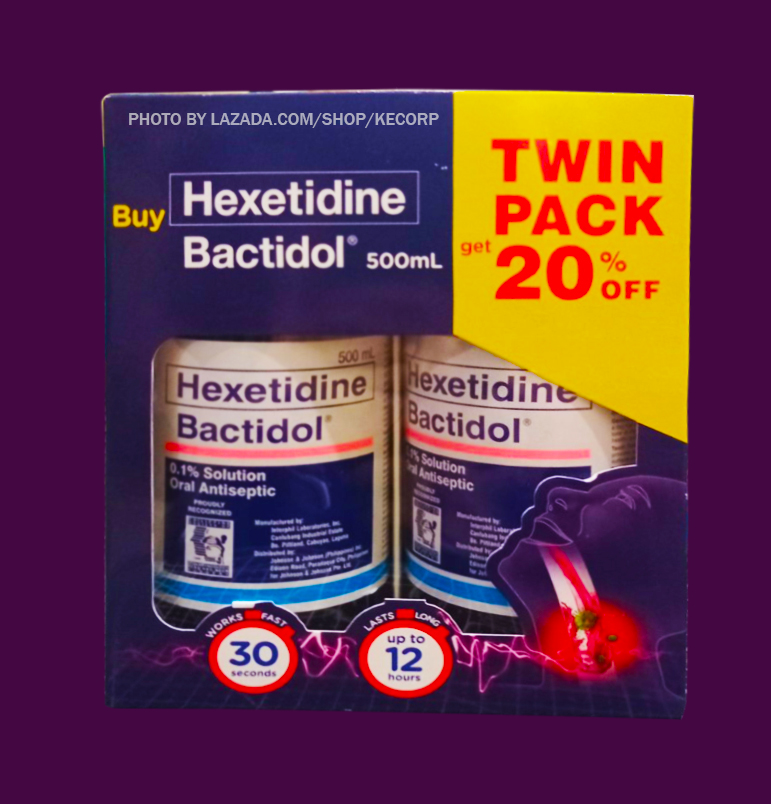 Bactidol Oral Antiseptic Hexetidine Solution 500ml Bottle DUAL PACK ...