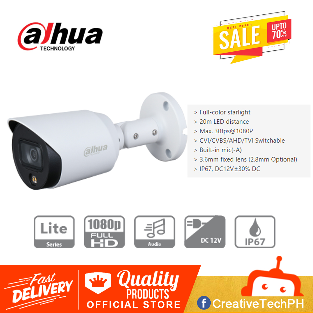 Dahua Full Color CCTV Camera DH-HAC-HFW1239T(-A)-LED HFW1239TLM-A-LED ...