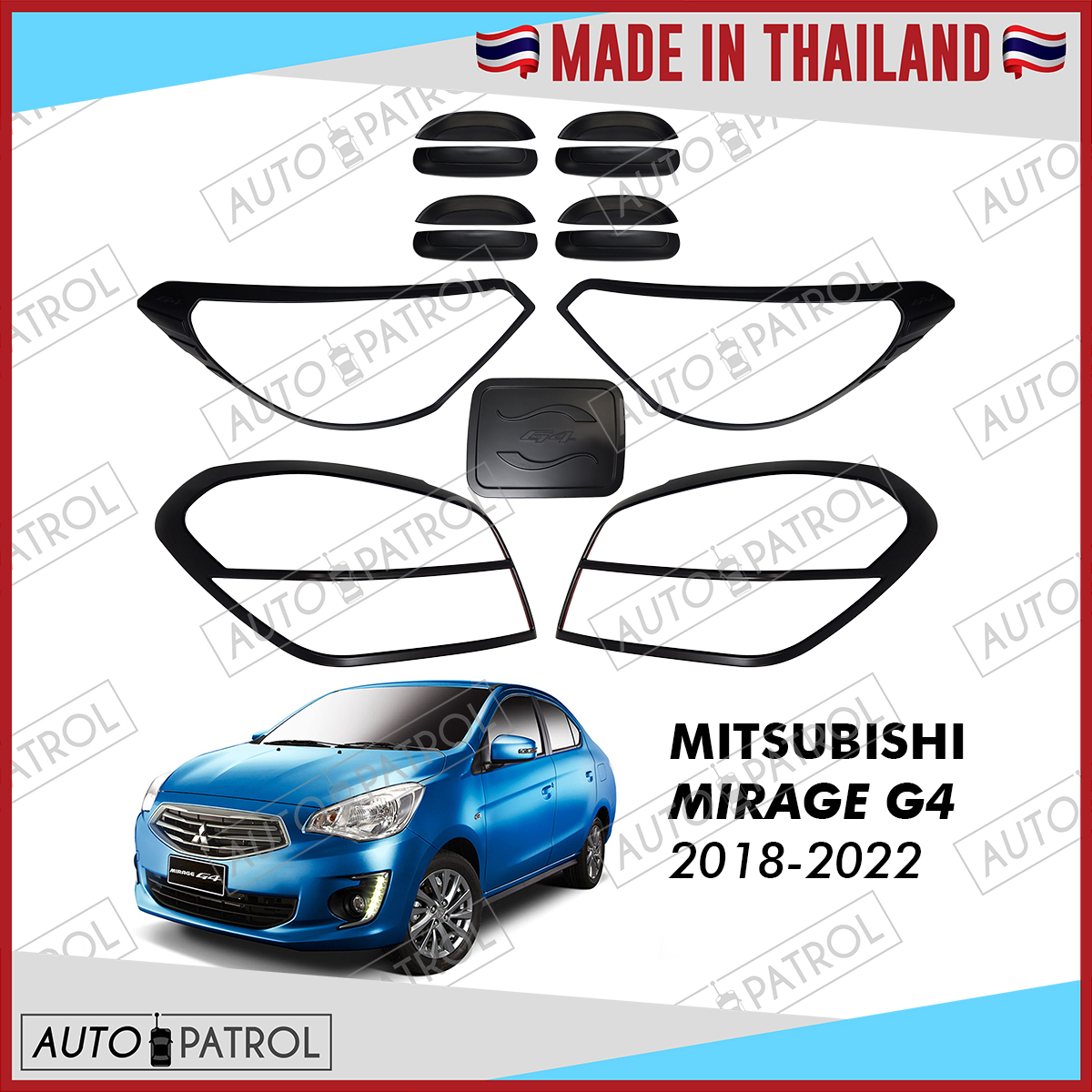 Mitsubishi Mirage G4 2018-2022 Combo Set Garnish Matte Black | Lazada PH