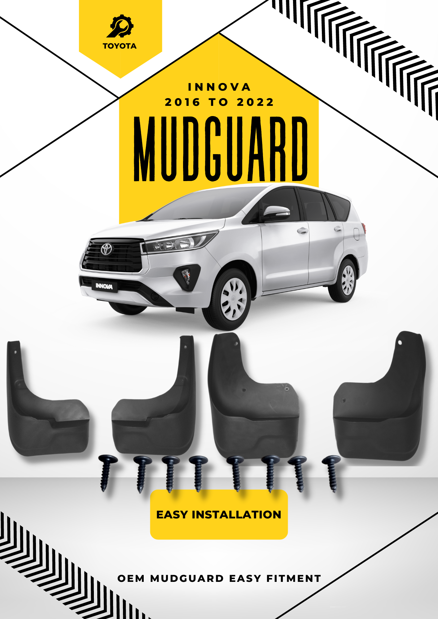 Toyota Innova 2016 to 2023 Mudguard High Quality Mud Splash Guard Made ...