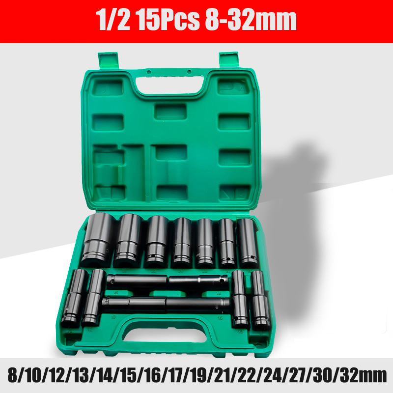 20pcs 1/2 Inch Impact wrench socket set Impact Socket Set Heavy Metric Garage Tool For Wrench ...