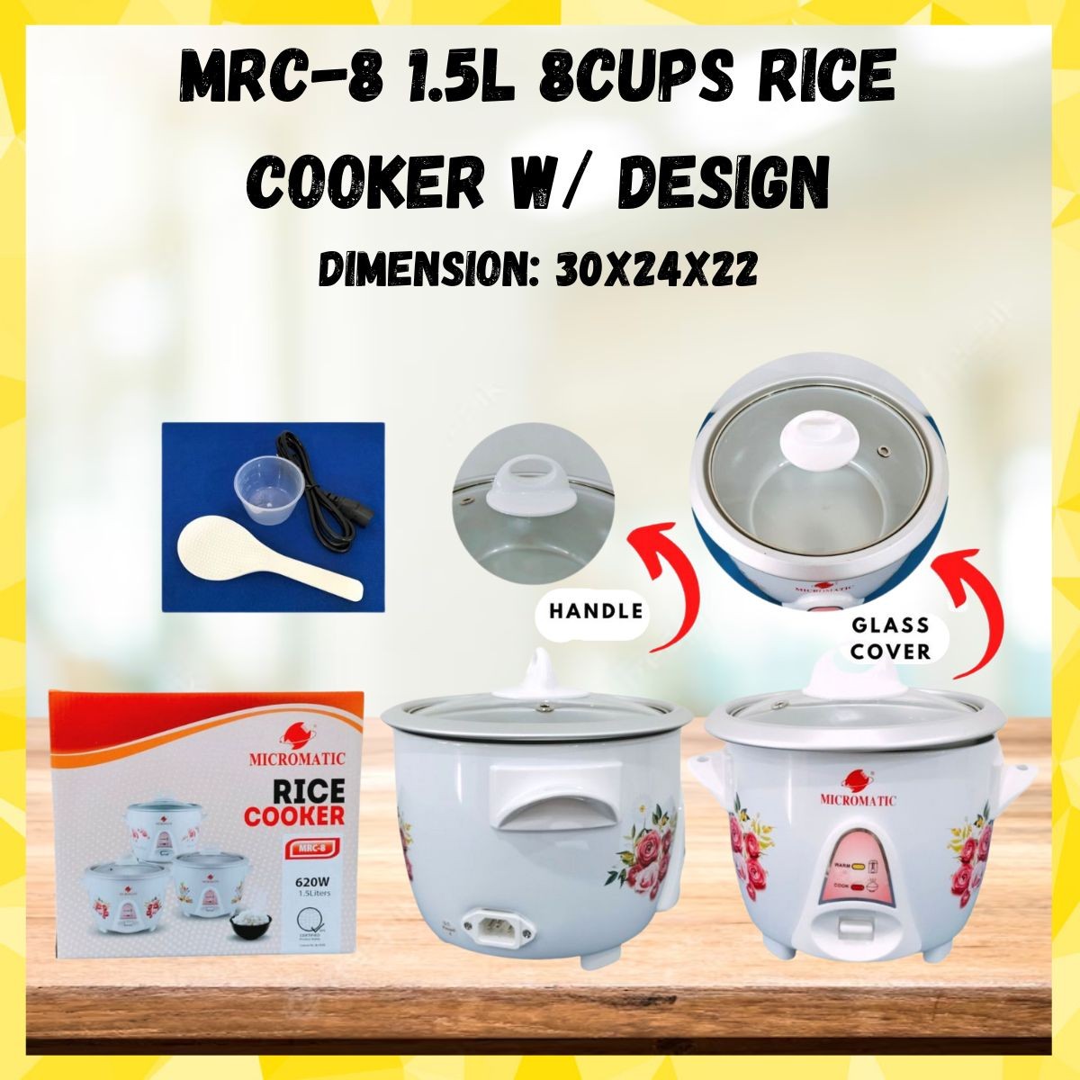 MRC-8 RICE COOKER 1.5 LITERS/ RICE COOKER WITH CUP/ RICE COOKER WITH ...