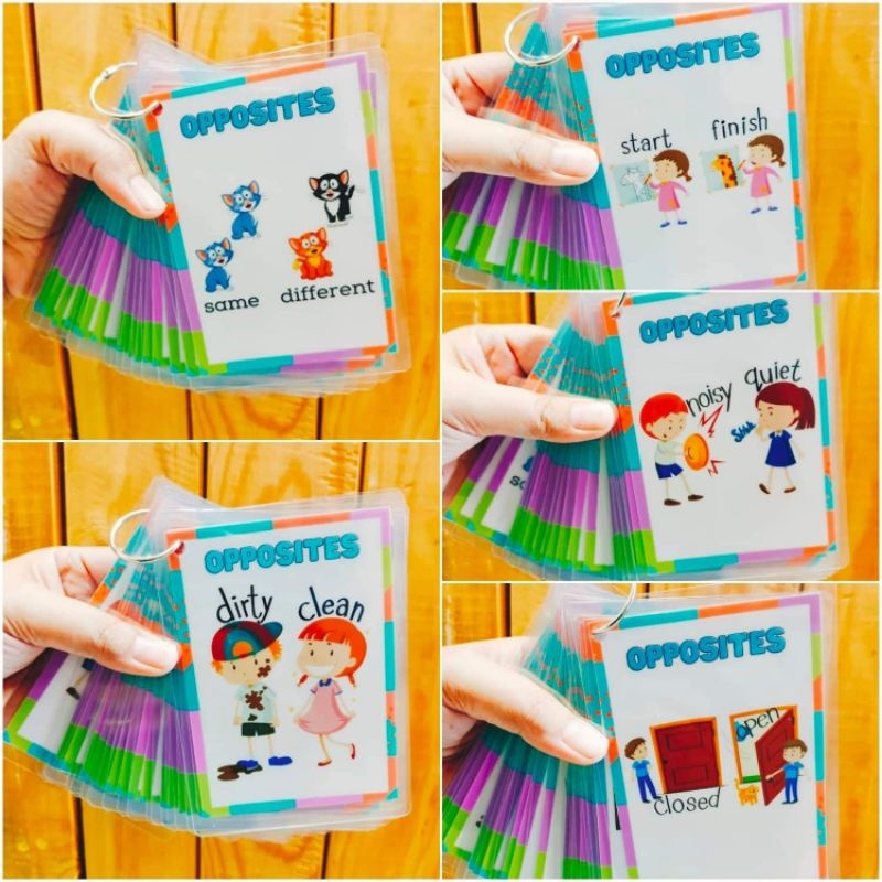 Opposites educational flashcards for kids laminated | Lazada PH