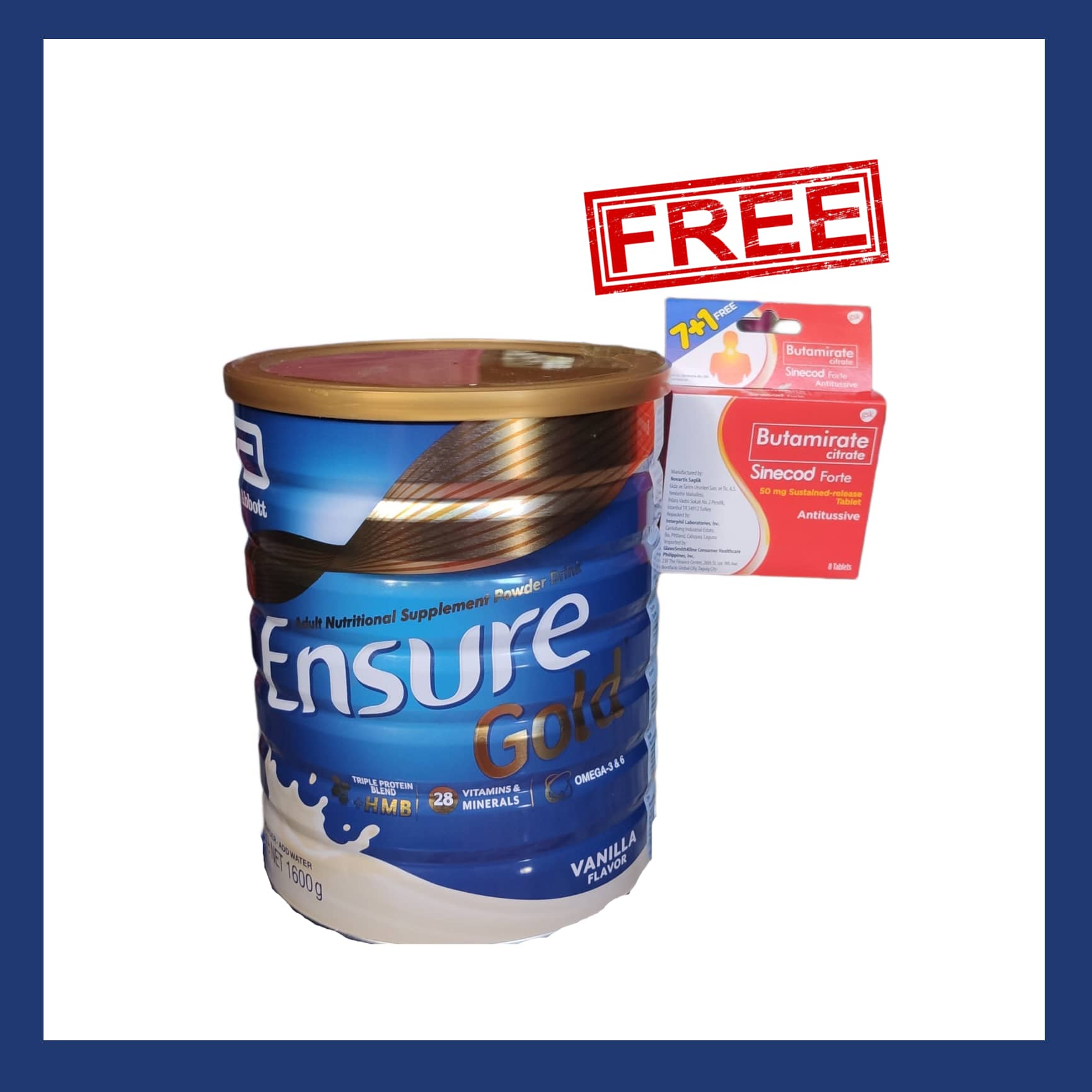 Ensure Gold(SUPER.SALE) Vanilla 1.6kg with FREE Sinecod Forte 7+1 ...