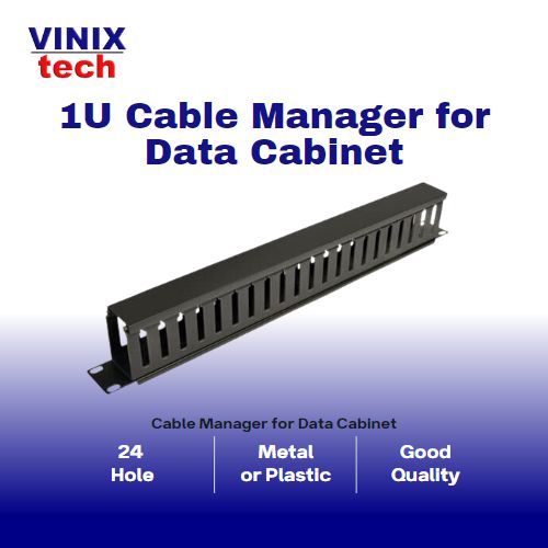 1U Cable Manager For Data Cabinet Rack Mount 24 Hole (Metal) Standard ...