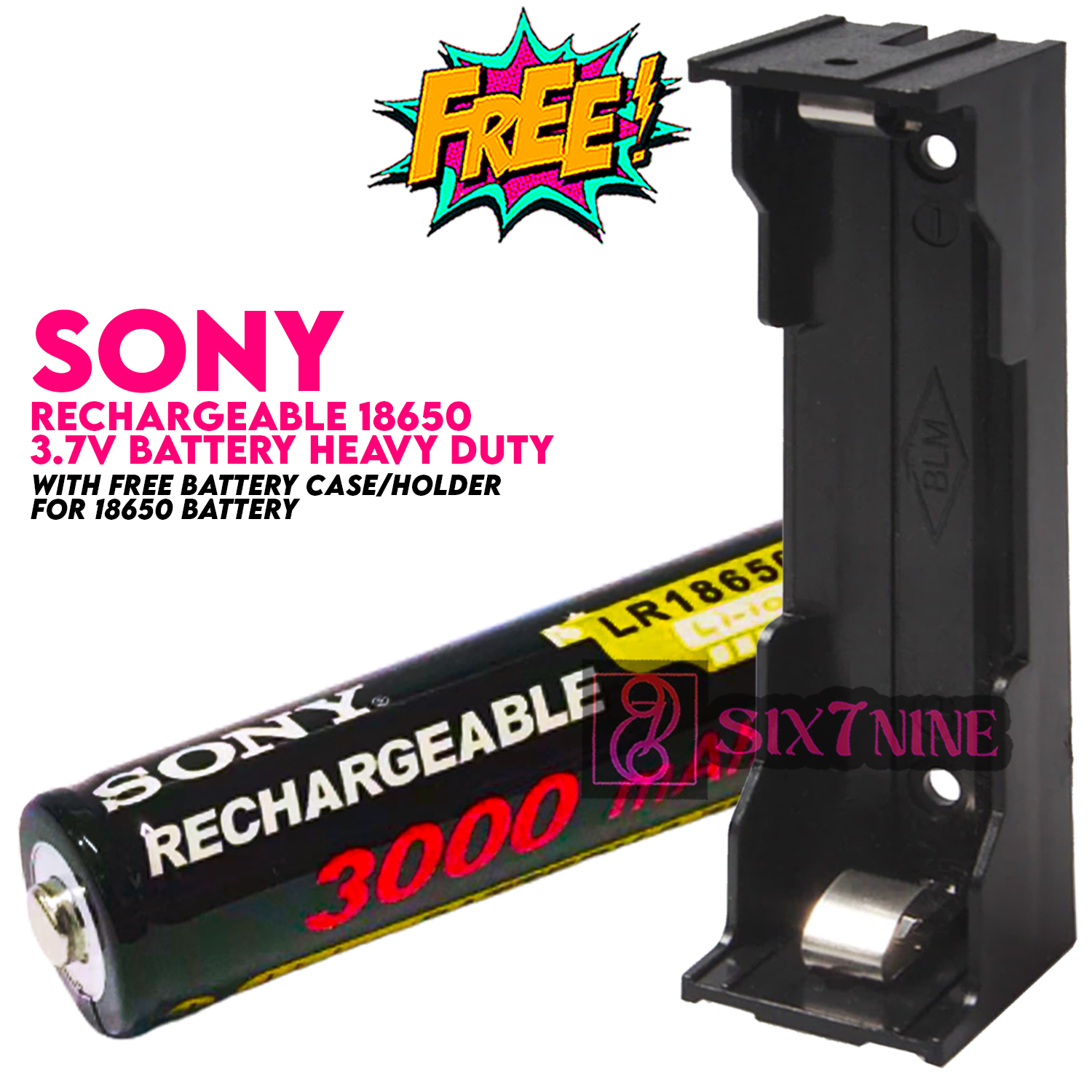 SONY 18650 Rechargeable Battery 3.7V With FREE Battery Case Holder ...