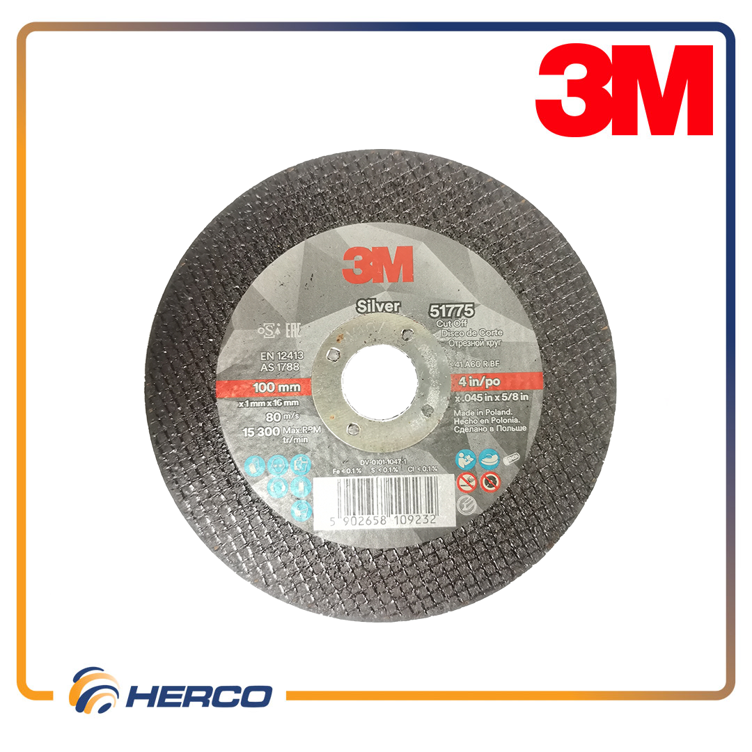 3M Cut Off Wheel / Cutting Disc Silver Inox Stainless T41 100 x 1 x 16 ...