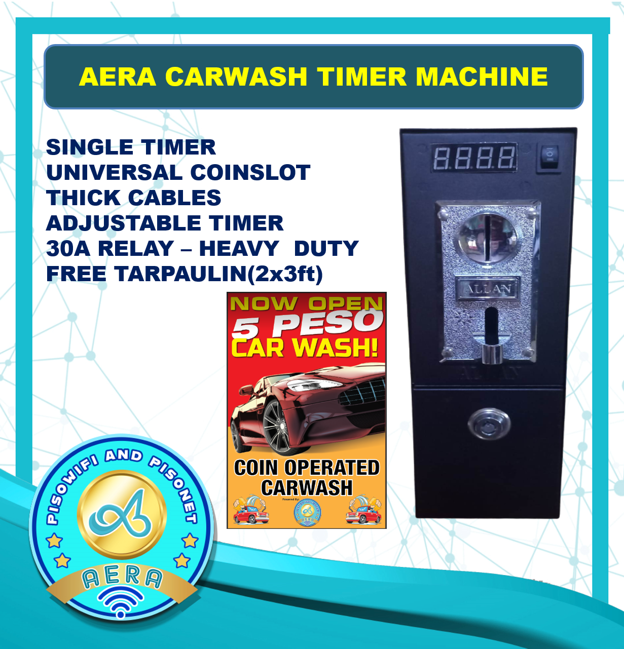 CARWASH TIMER MACHINE METAL BOX - ADJUSTABLE TIME - 30A RELAY HEAVY ...