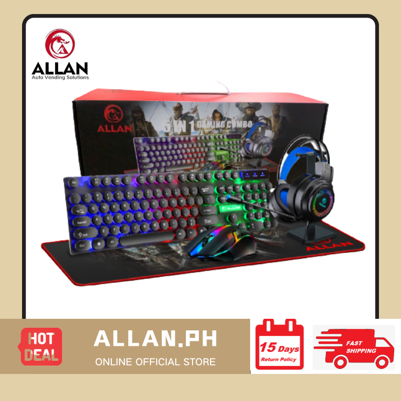 Allan Gaming 5in1 Keyboard and mouse Mouse pad Headset and Headset ...