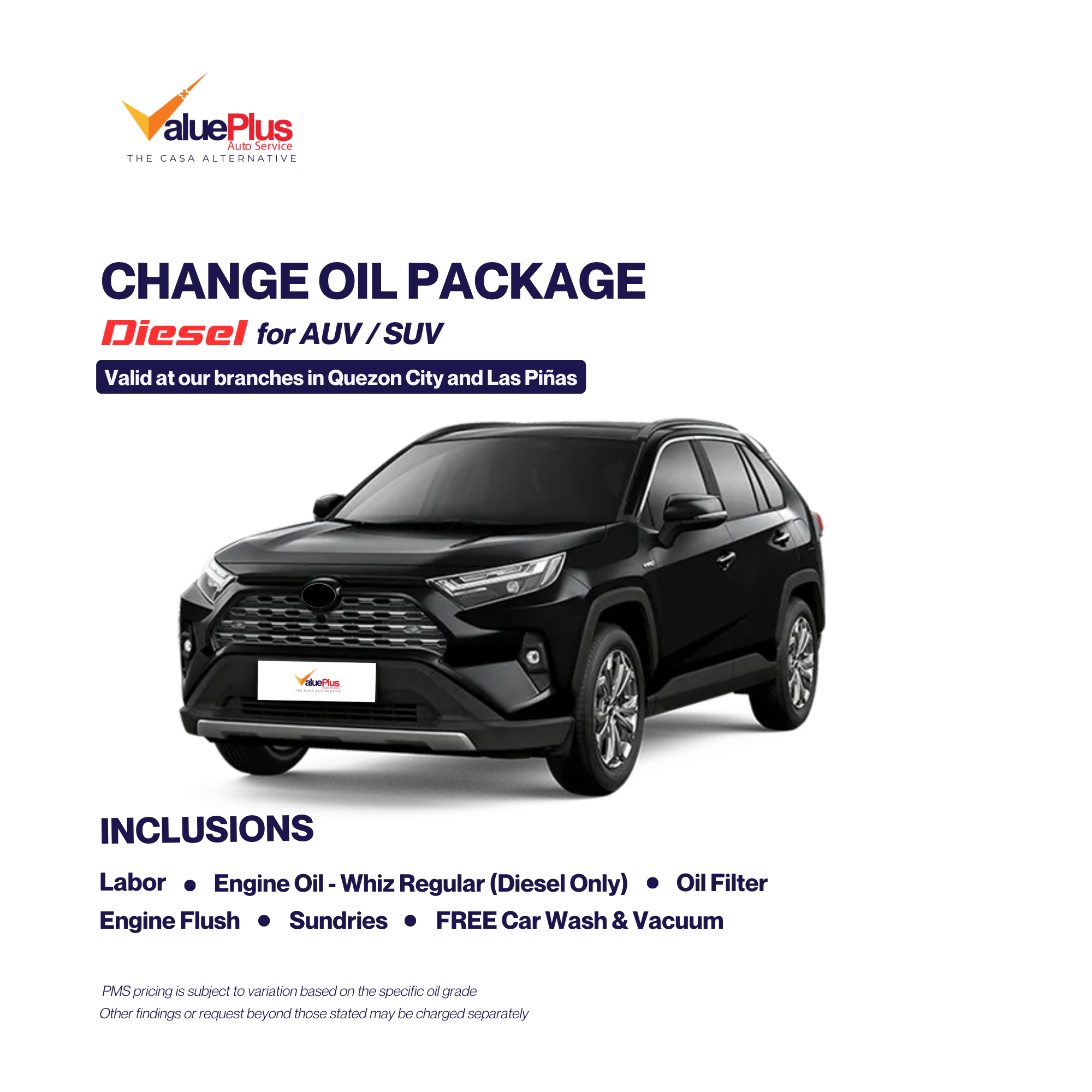Change Oil Package (COP) - Regular Oil Package for AUV/ SUV - Toyota ...