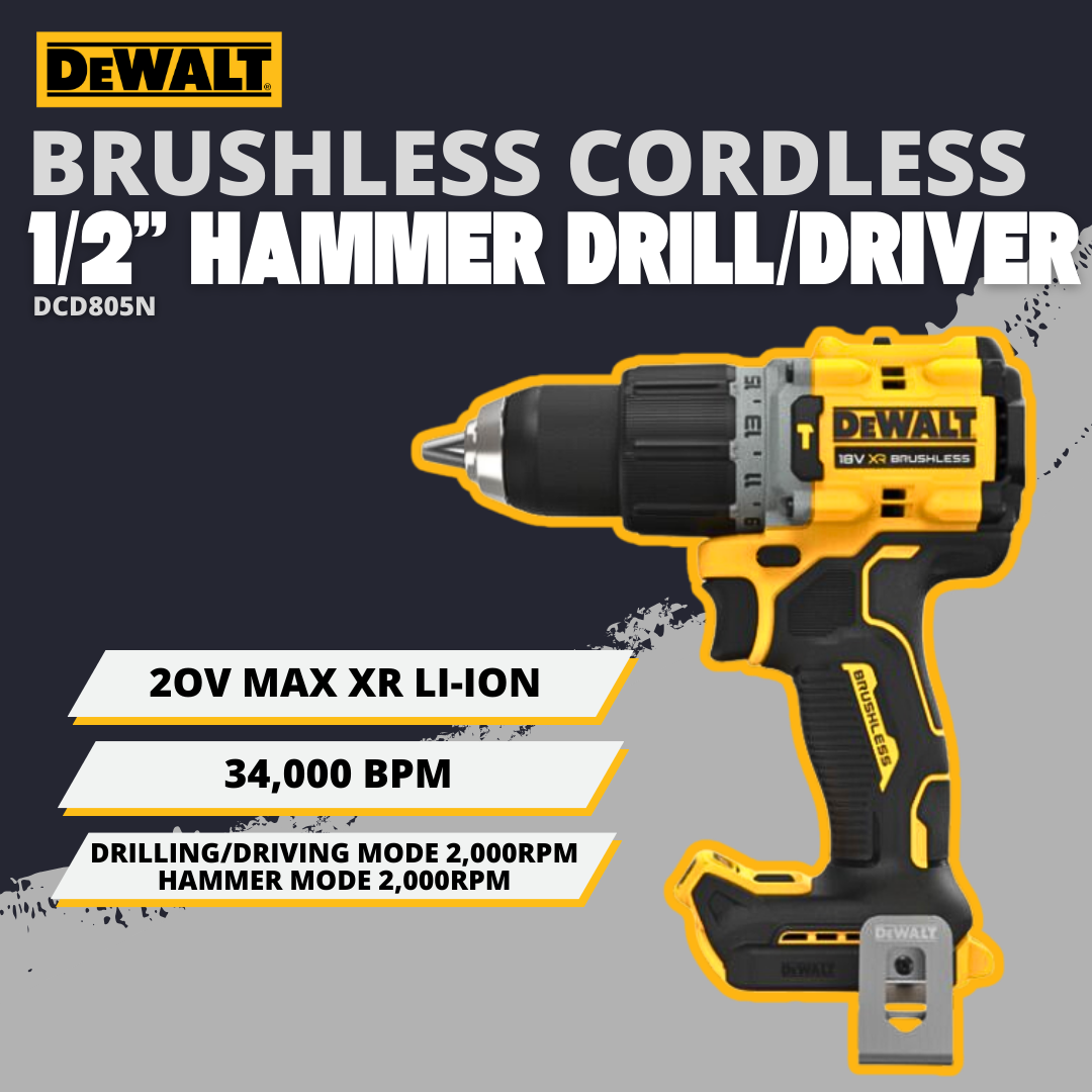 Taladro Inalámbrico DEWALT DCD805B 20V MAX XR Brushless Hammer Drill ...
