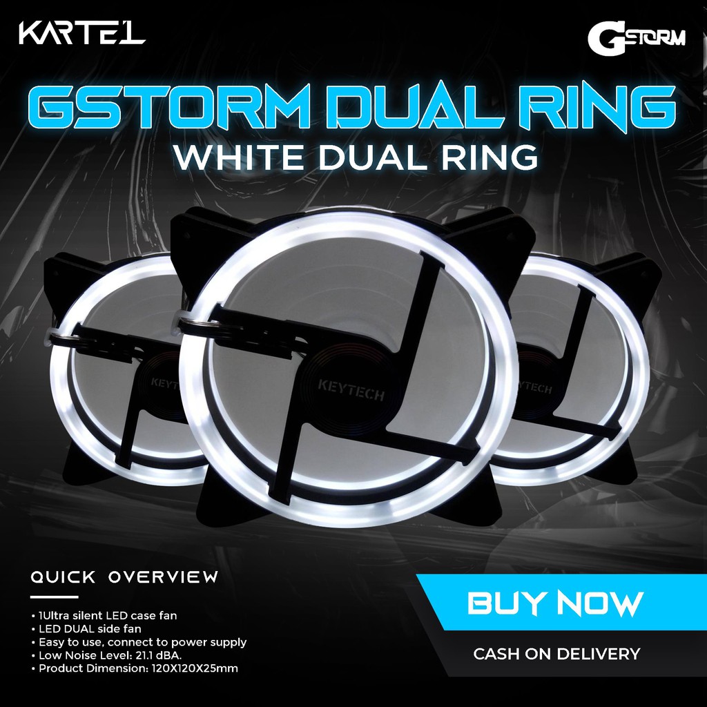 G STORM Dual Ring WHITE LED Fan 120mm PC CPU Computer Case Cooling Fan ...