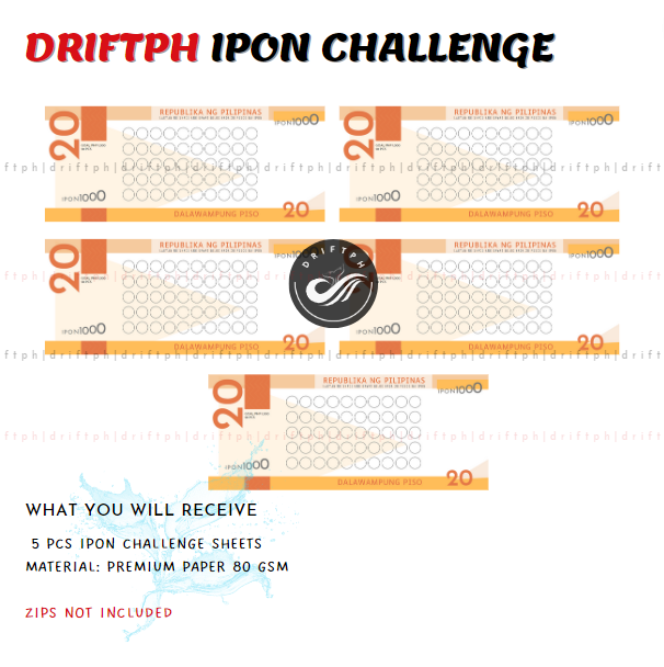 IPON CHALLENGE (A6) 20 50 100 500 1000 (Binder and zips not included ...