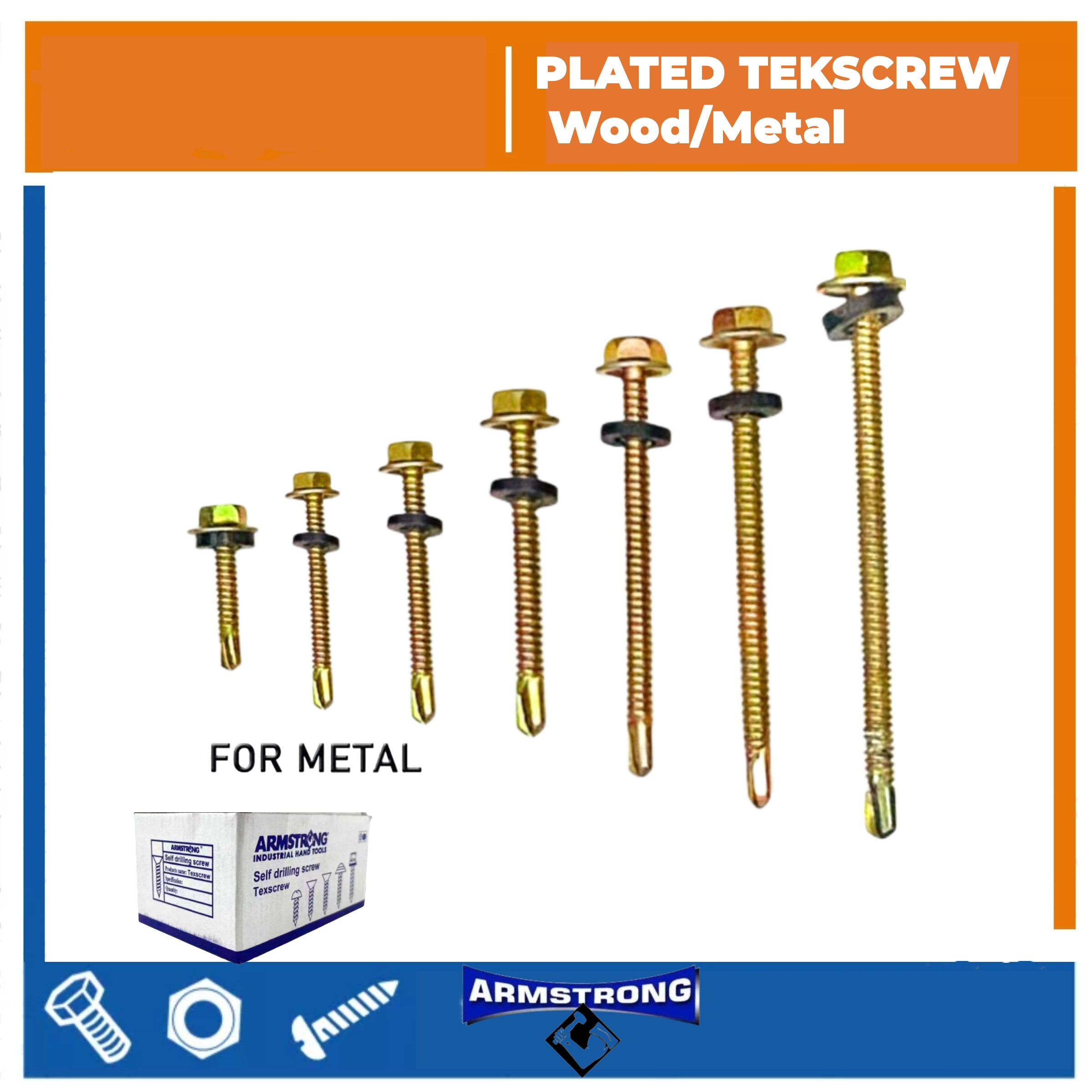 Armstrong Tex Screw With Washer For Metal / Wood / Roofing Hex Self ...