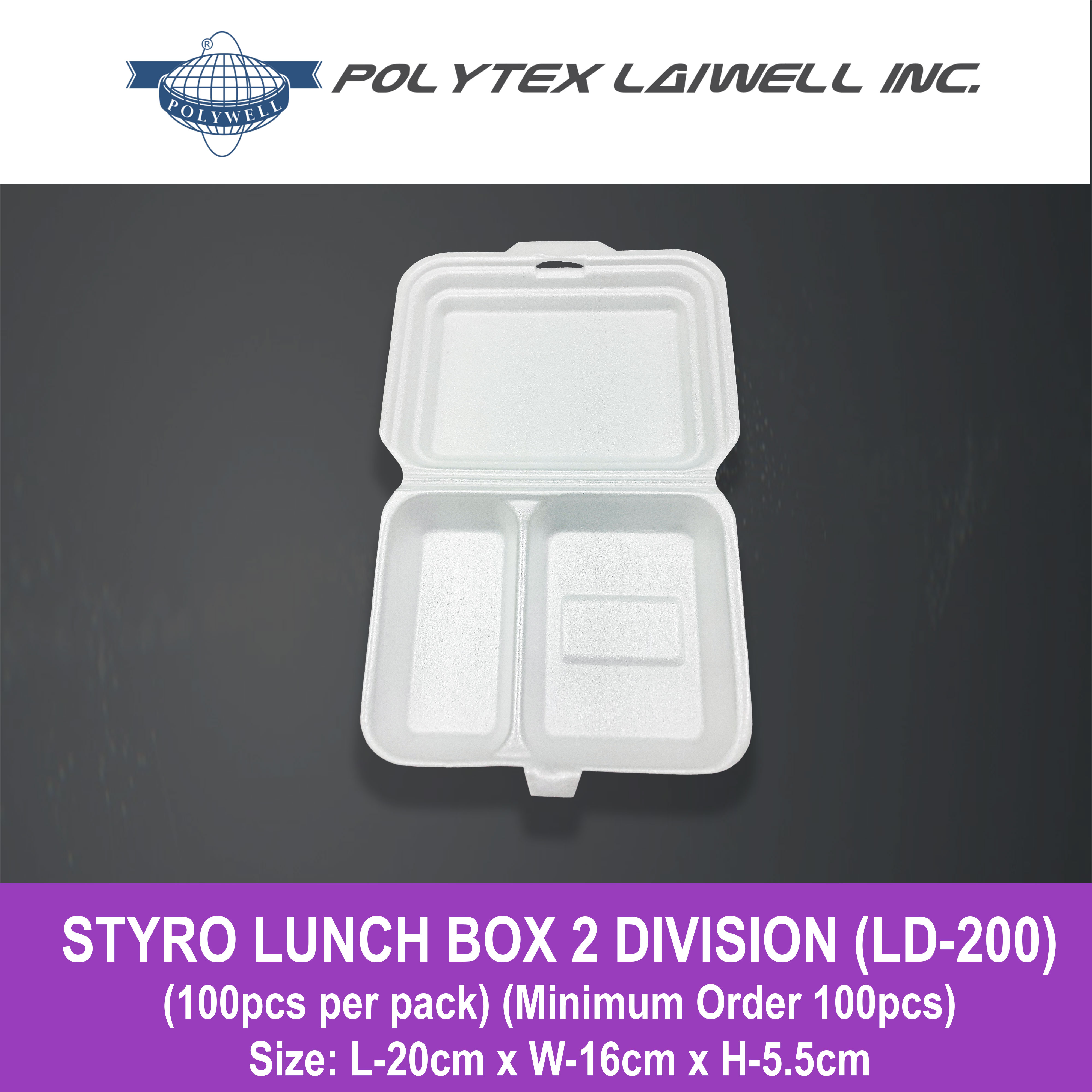 Styro Lunch Box 2 Division (LD-200) | Lazada PH