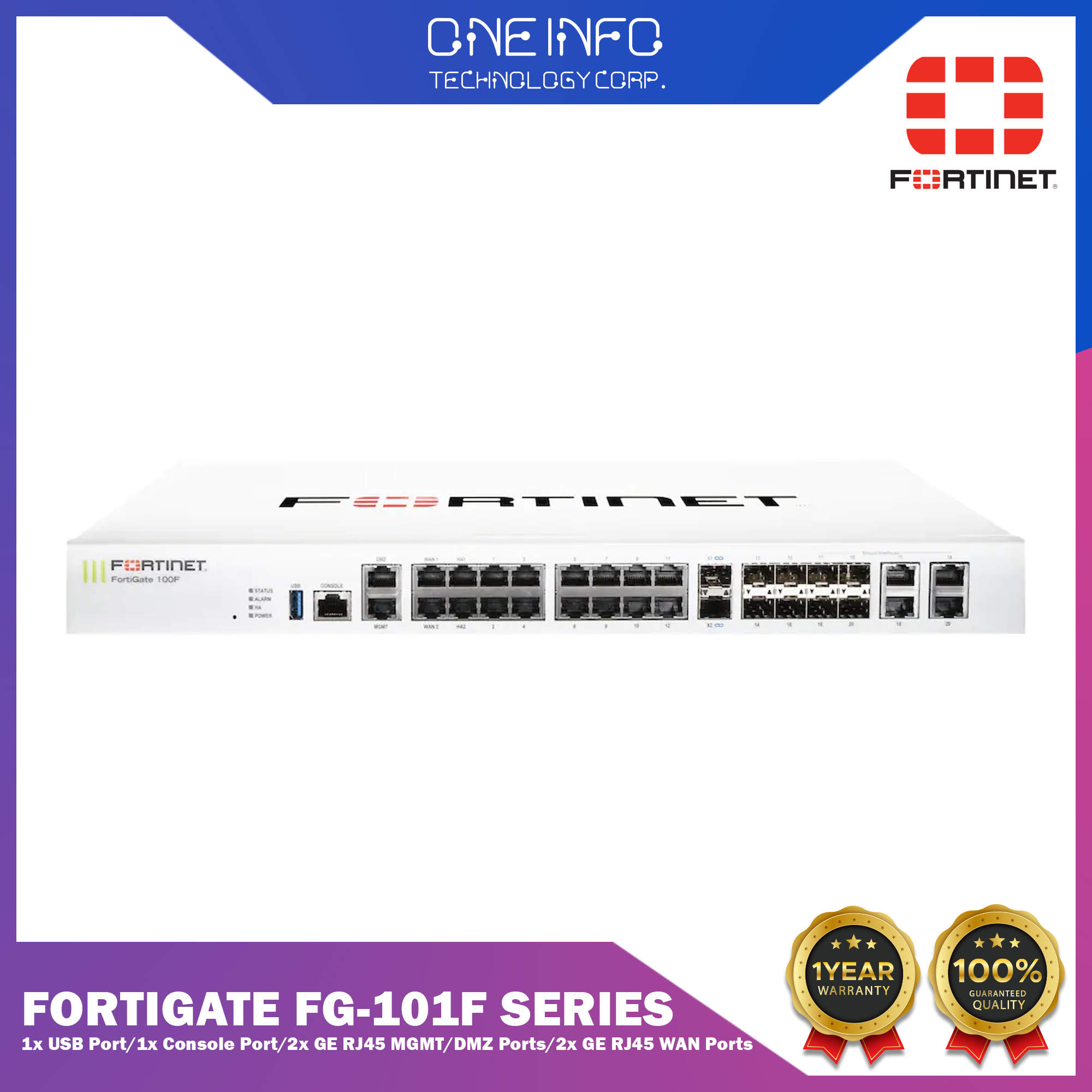 FORTINET FORTIGATE FG-101F SERIES 1x USB Port/1x Console Port/2x GE ...