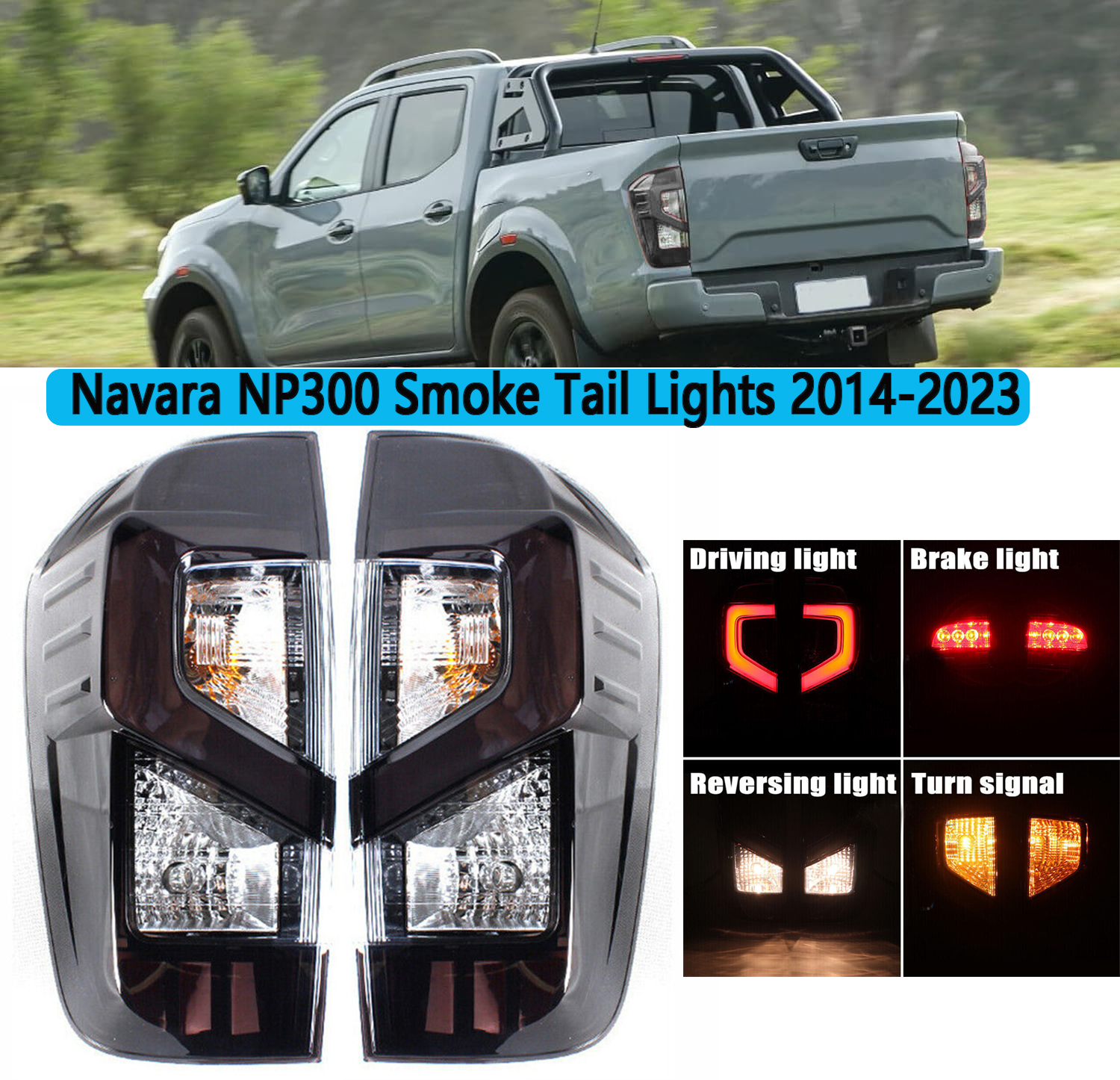 NP300 Tail Light Black Nissan Navara Rear Light Somken Color Rear Lamp ...