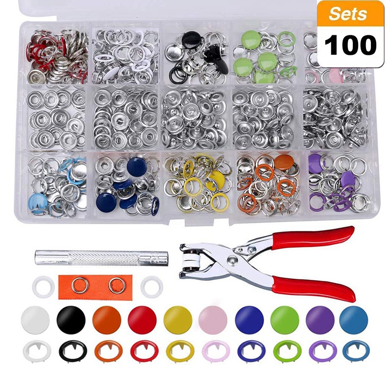10 Colors Metal Sewing Buttons Hollow Solid Prong Press Studs Snap ...