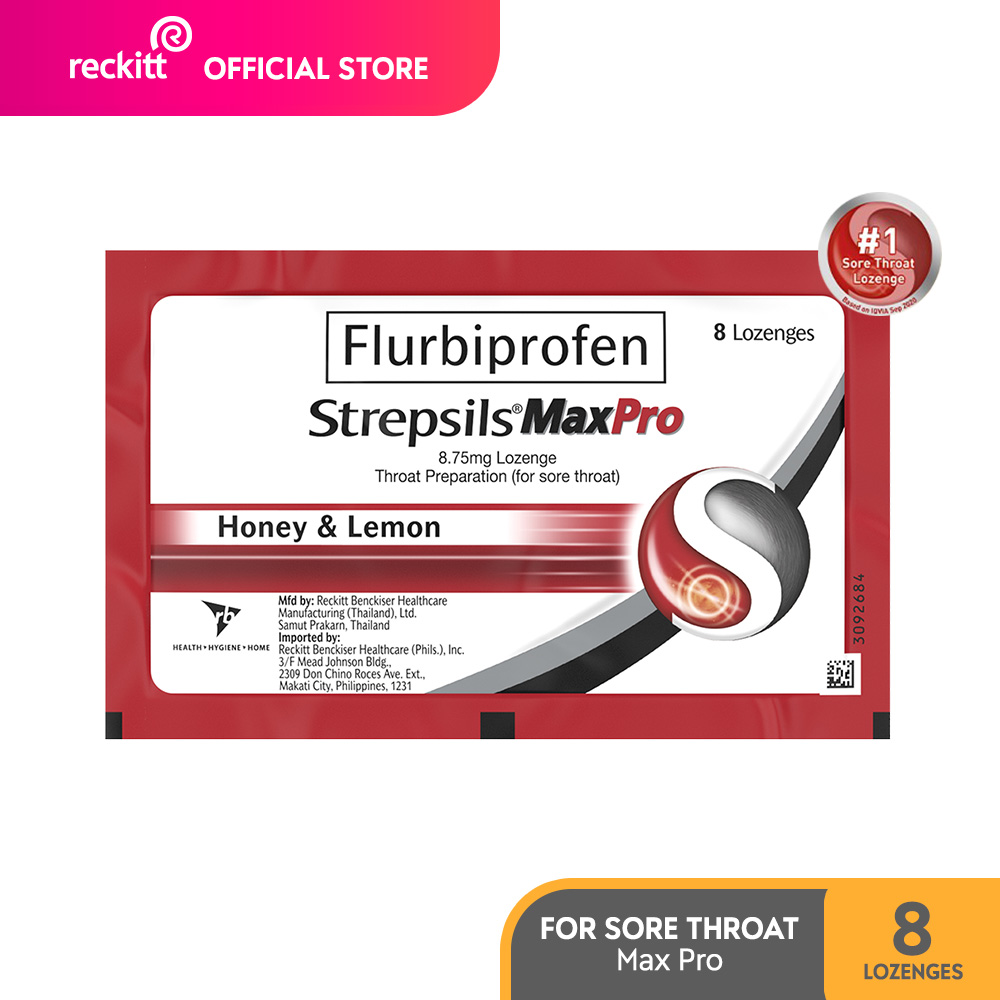 Strepsils Max Pro Medicine Lozenges Pack of 8s for Inflamed Sore Throat ...