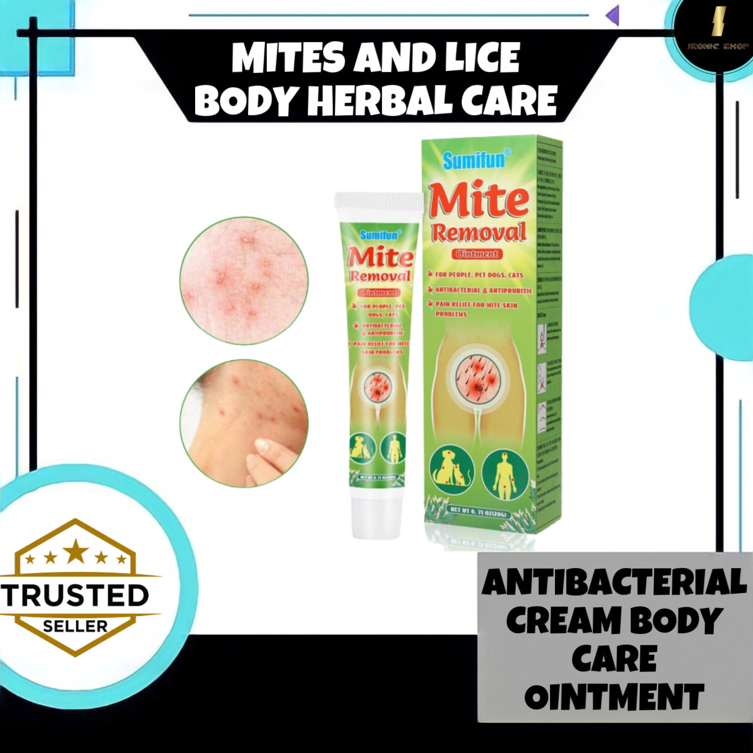 Sumifun Mites and Lice Cream Body Care Herbal Care Herbal Mite Removal ...