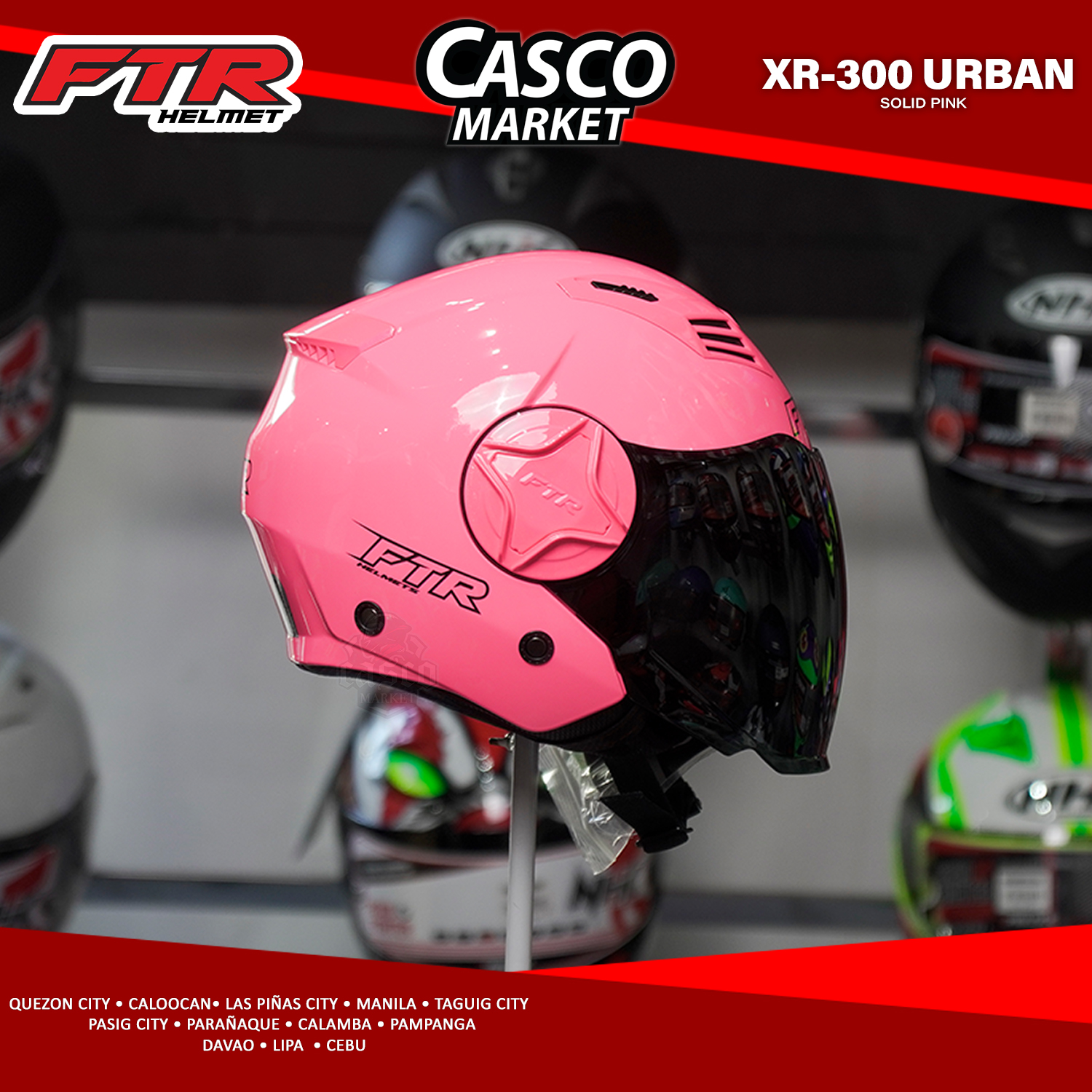 FTR SOLID XR 300 URBAN HALF FACE DUAL VISOR MOTORCYCLE HELMET | Lazada PH