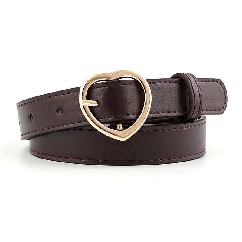 Korean Fashion Heart/Pentagon Women Belts Leather Metal Buckle Waist ...