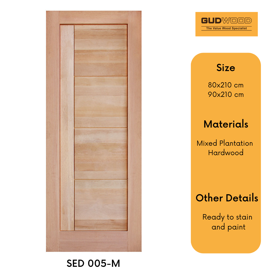 Matimco Gudwood Solid Engineered Wood Door 70x210 / 80x210 / 90x210 Easy Installation, Premium ...