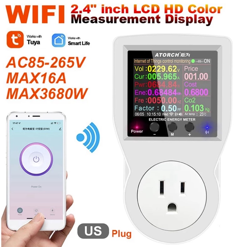 ATORCH S1 Smart Digital Wattmeter Wifi AC 220V Power Watts wattage ...