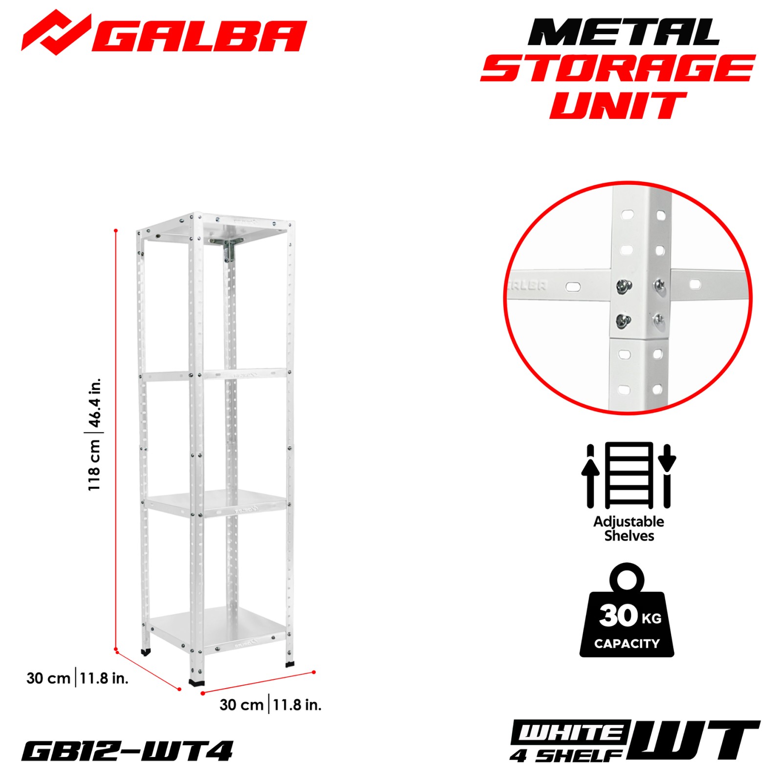 GALBA Galvanized All-Metal Storage Rack Adjustable Steel Shelf 3,4,5 ...